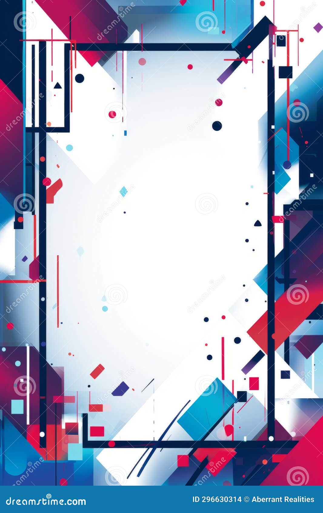 An Abstract Background with a Square Frame and Red Blue and White ...