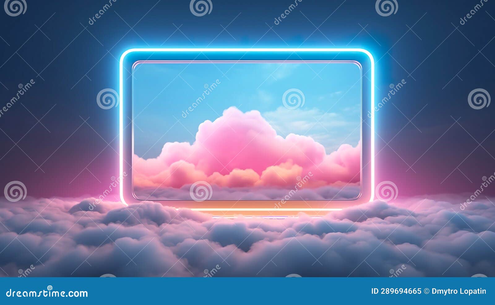 Abstract Background with Square or Rectangle Frame in Clouds, in Style ...