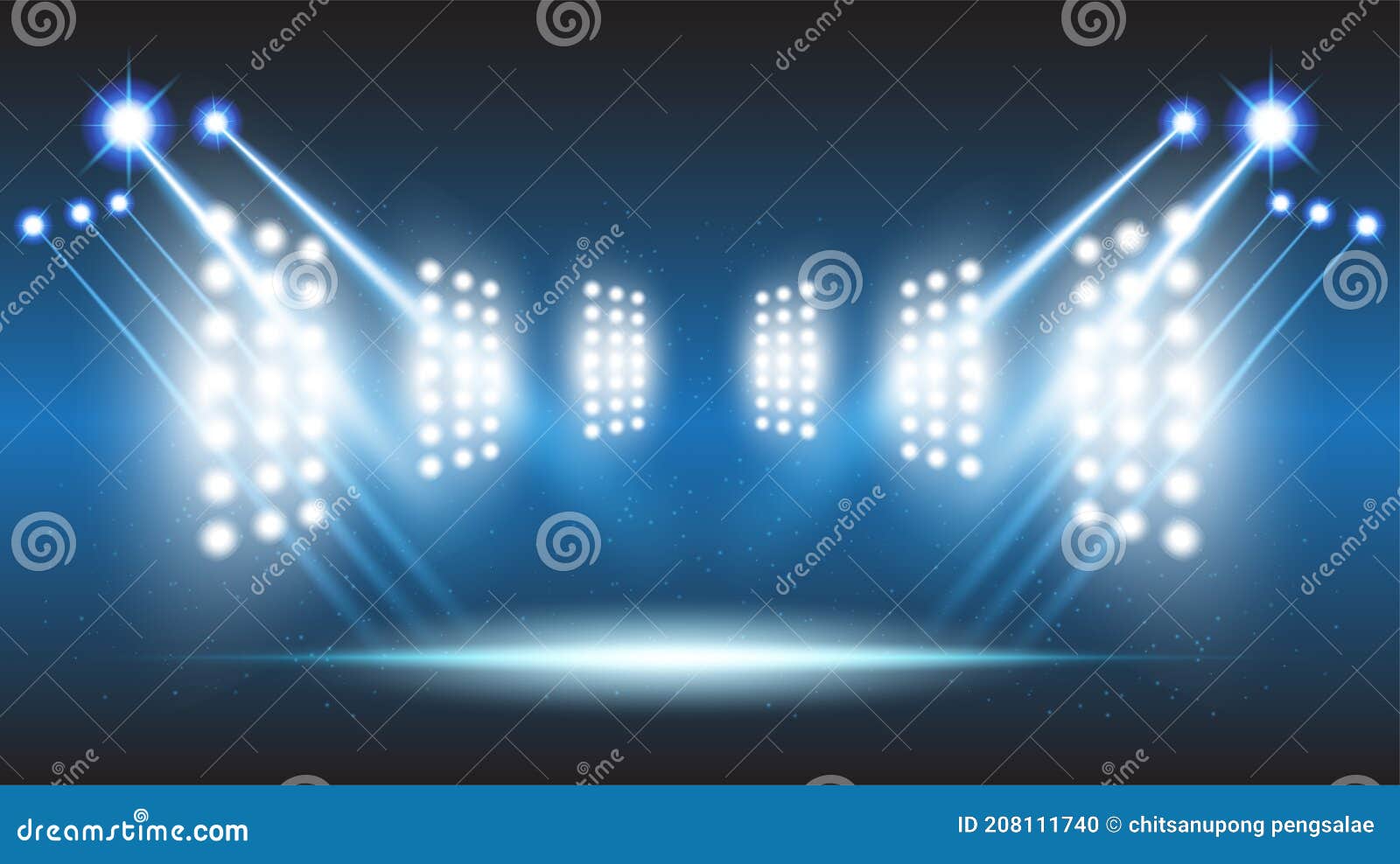 Abstract Background Stadium Stage Hall with Scenic Lights of Round ...