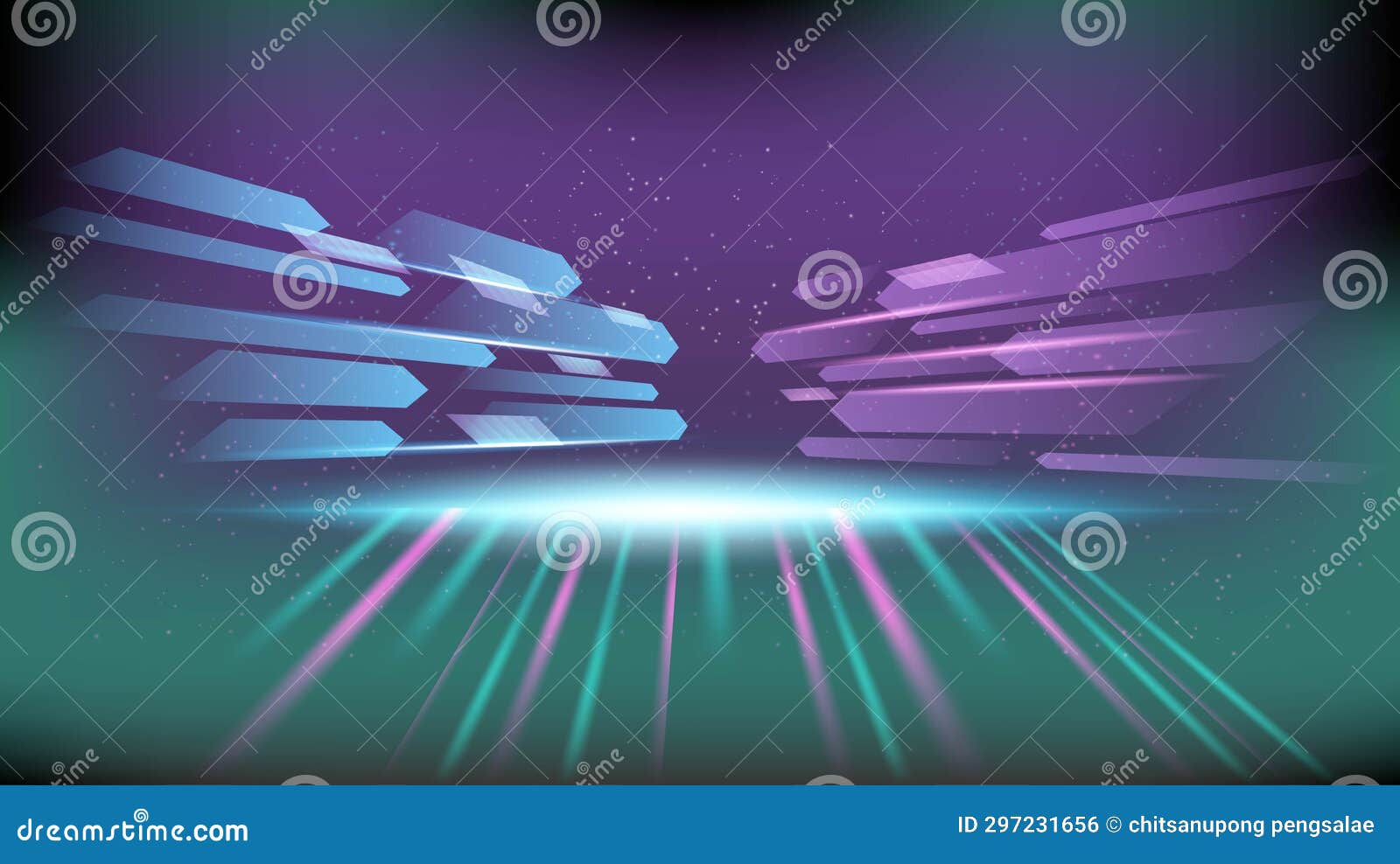 Abstract Background Stadium Stage Hall with Scenic Lights of Round ...