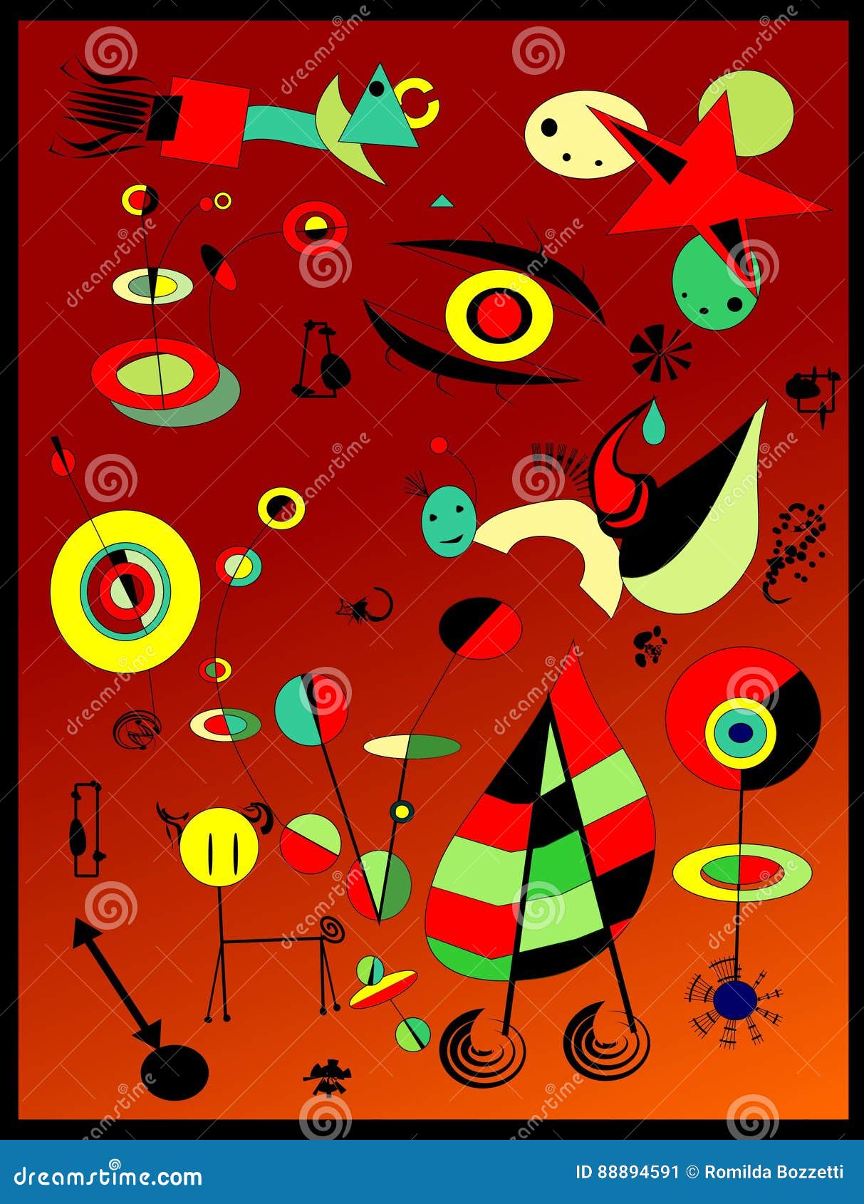 Abstract Background, Style Miro `French Painter Stock Illustration ...