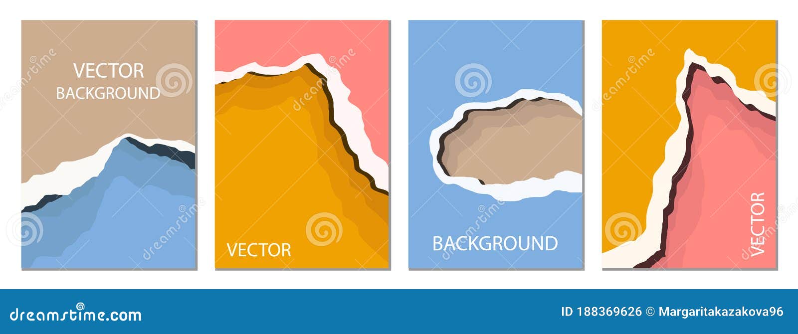 Abstract Background in the Style of a Paper Cut. a Set of Four ...