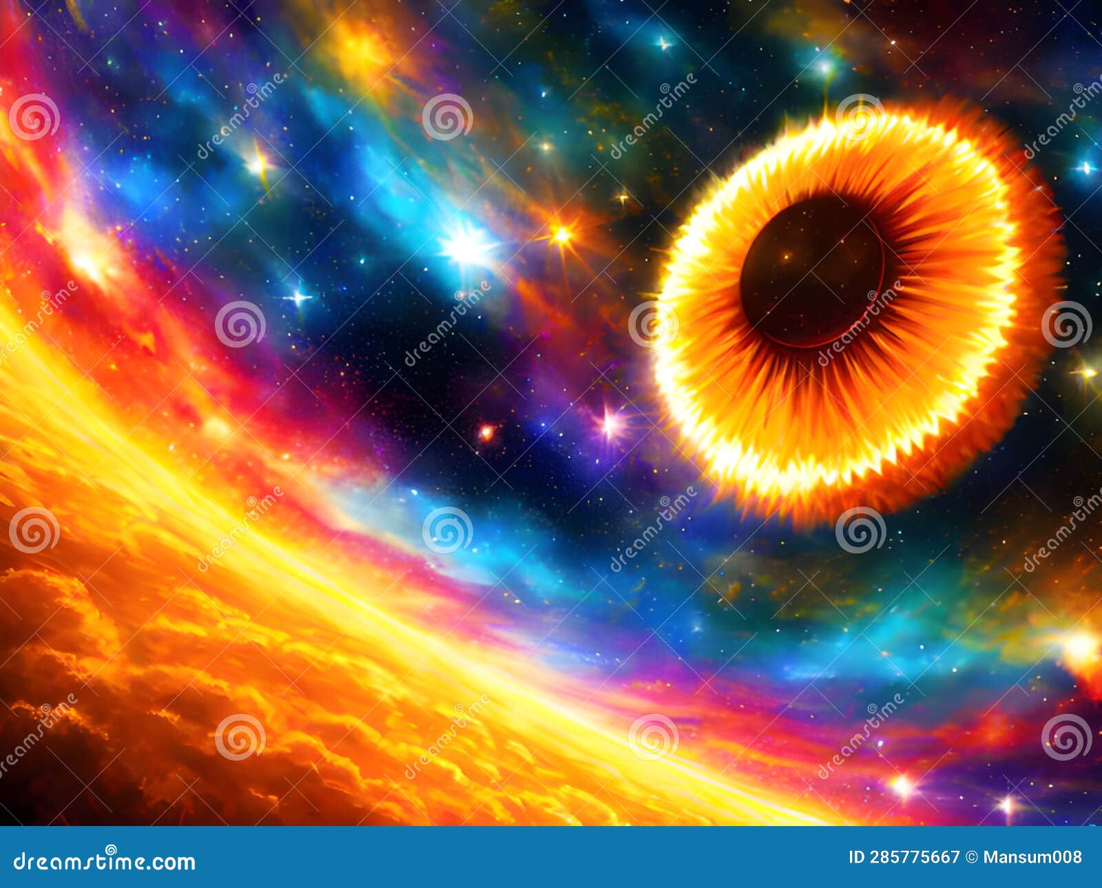 Abstract Background with Sun, Explosion and Stars, Ai Generated Stock ...