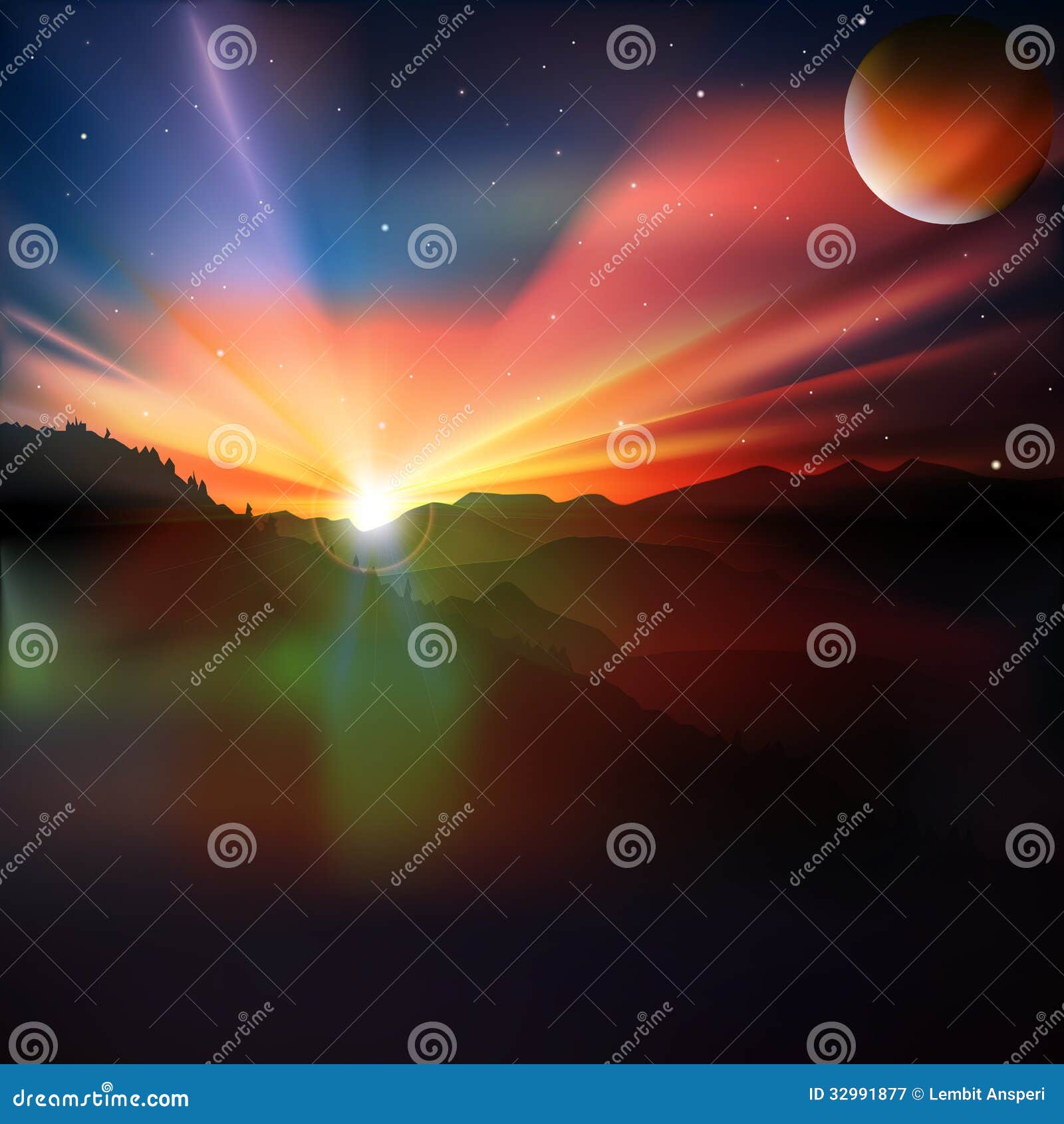 Abstract Background with Sunrise and Mountains Stock Vector ...