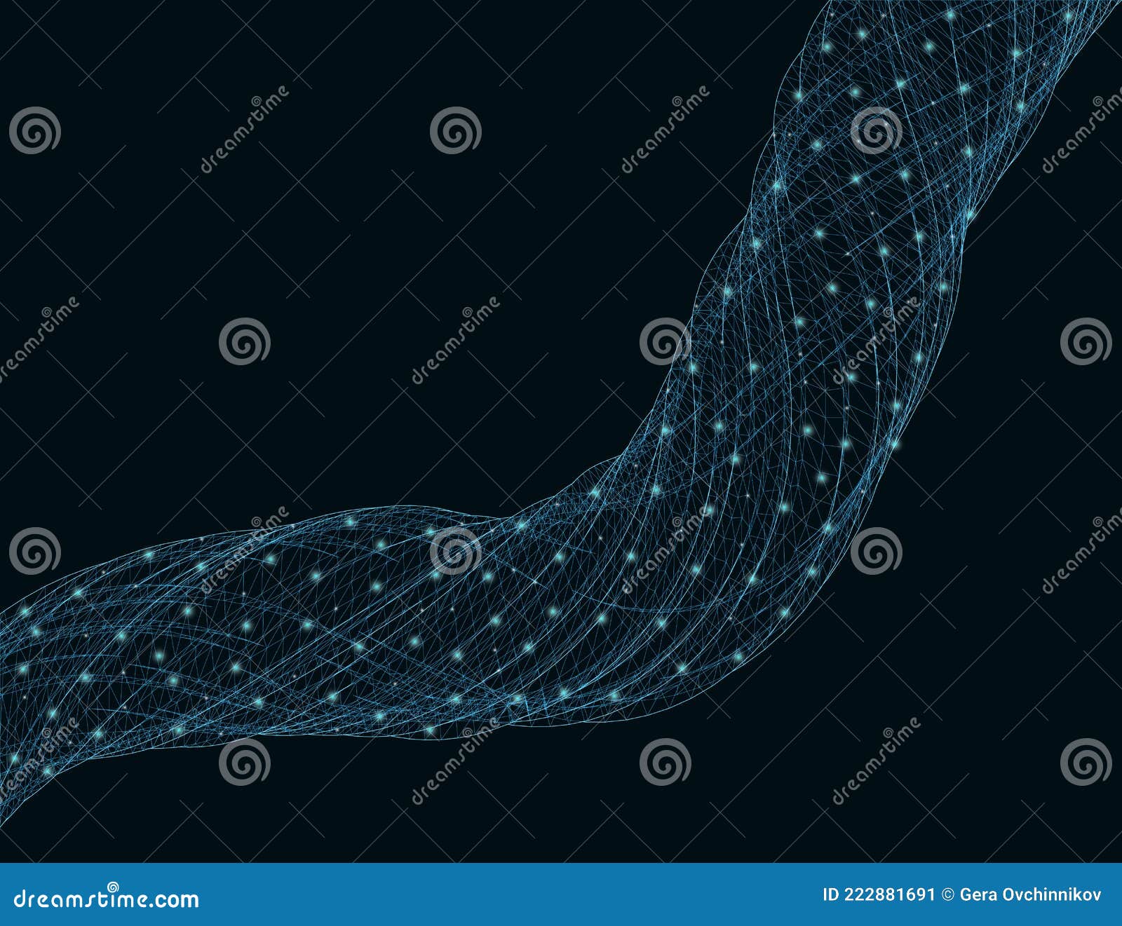 Abstract Background with Swirl Wireframe of Blue Lines with Glowing ...