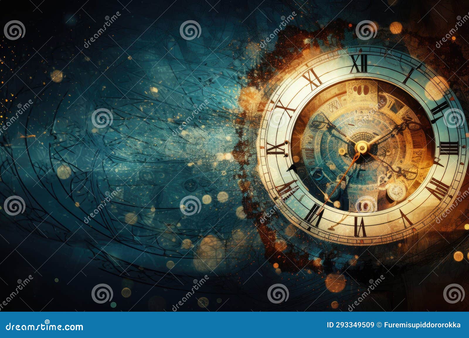 Abstract Background with Symbols of Time and Cyclicity Stock ...