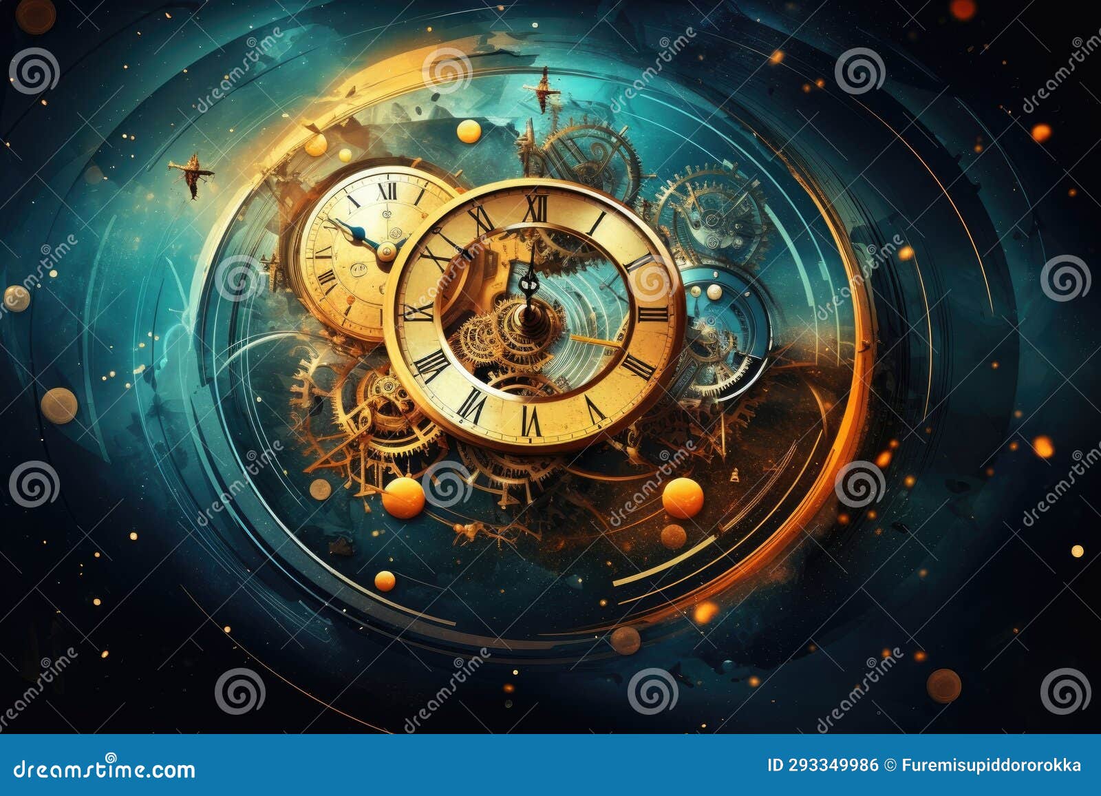 Abstract Background with Symbols of Time and Cyclicity Stock ...