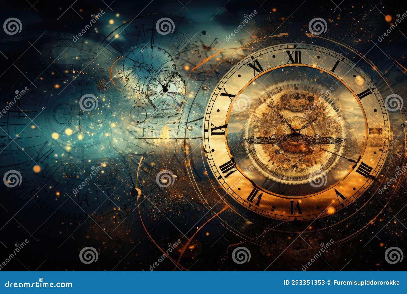 Abstract Background with Symbols of Time and Cyclicity Stock ...