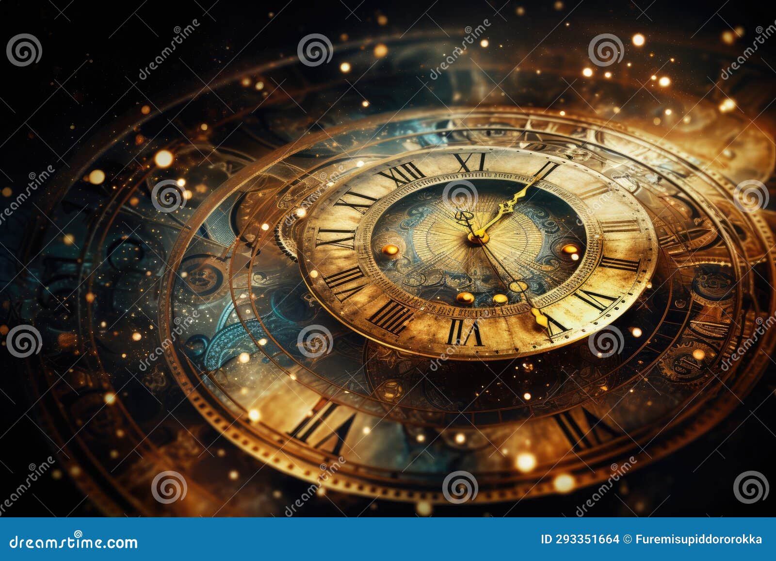 Abstract Background with Symbols of Time and Cyclicity Stock ...