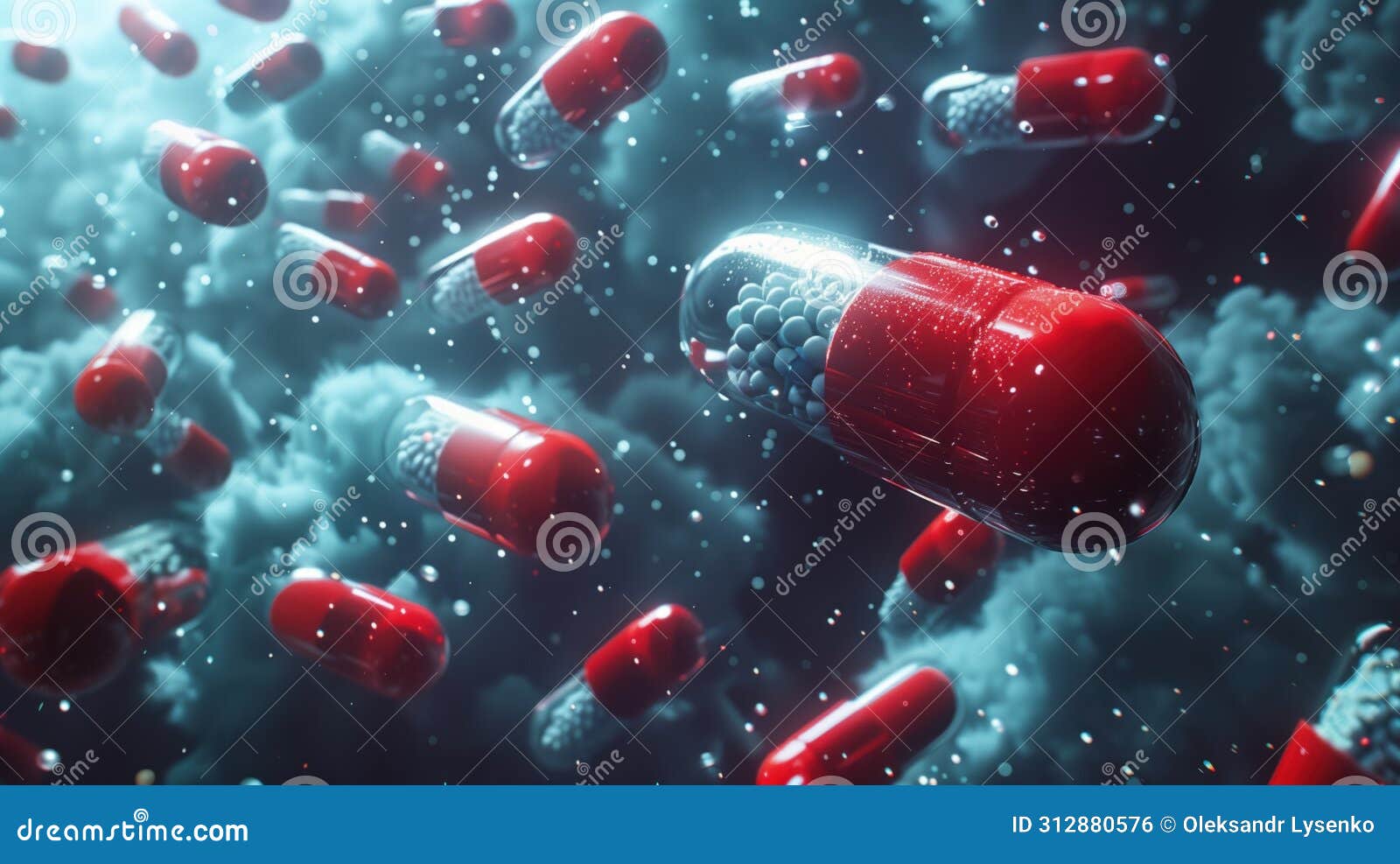 Abstract Background Tablets in Capsules Flying Stock Illustration ...