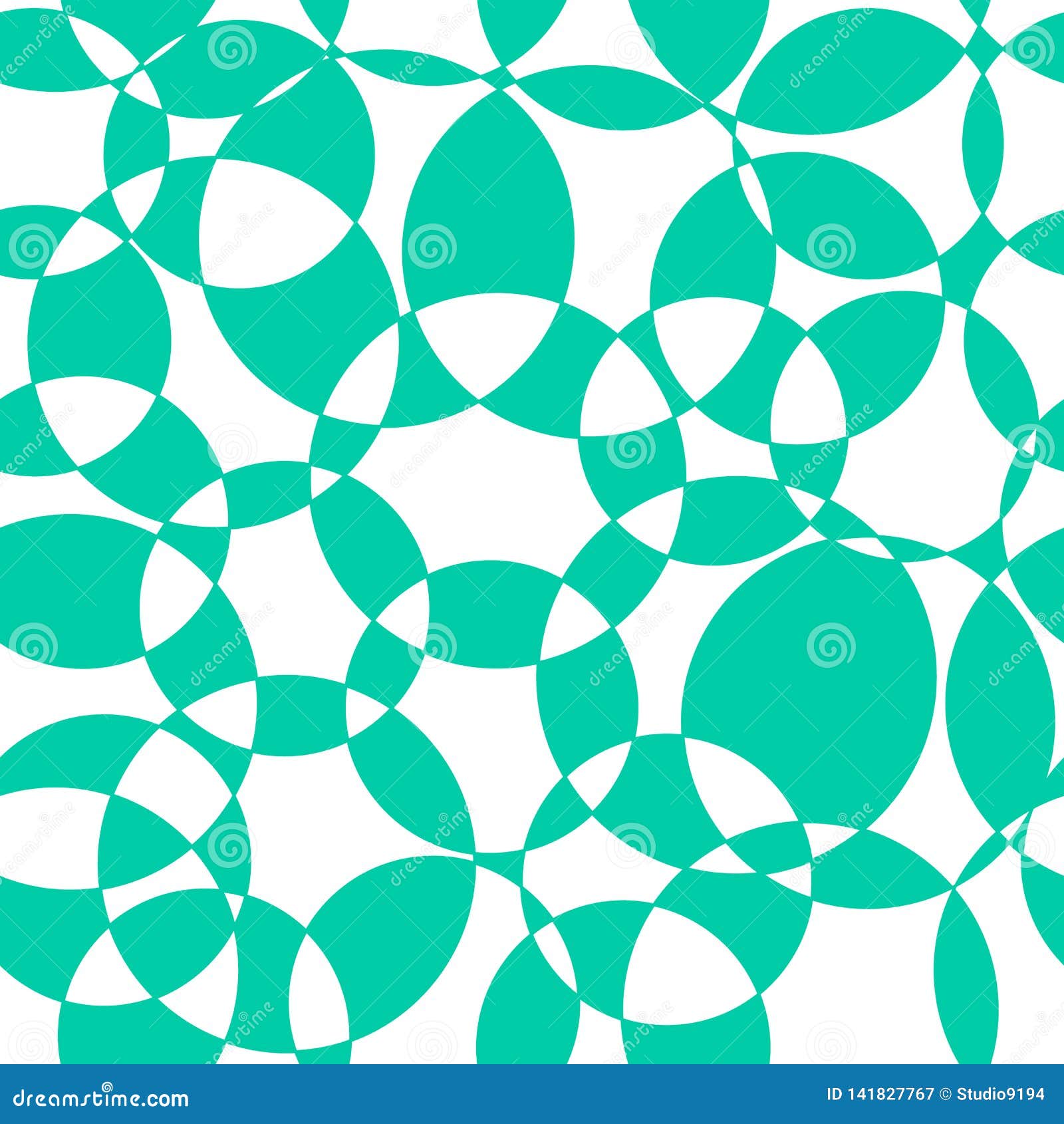 Abstract Background Teal Intersecting Circles Seamless Vector Pattern ...