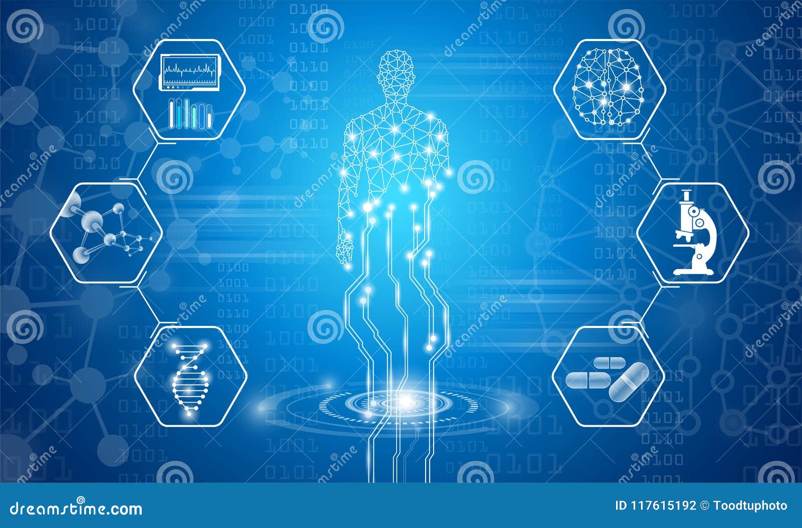 Abstract Background Technology Concept in Blue Light Stock Vector ...