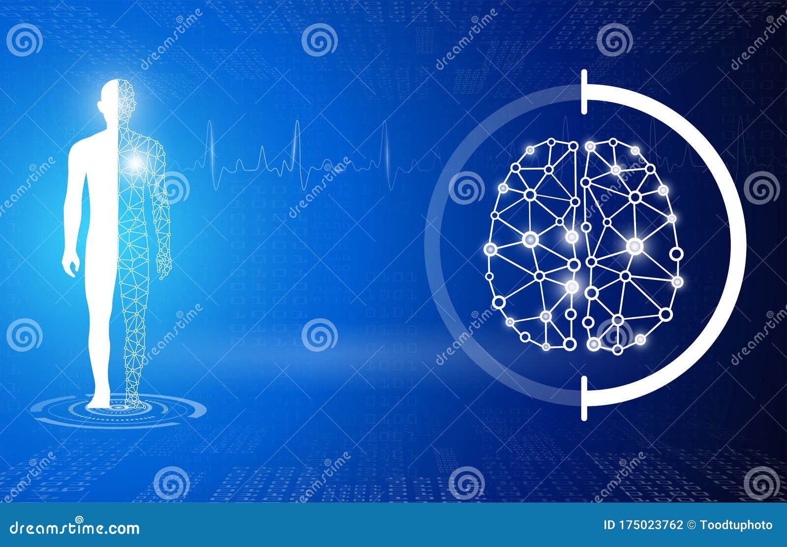 Abstract Background Technology Concept in Blue Light,brain and Human ...