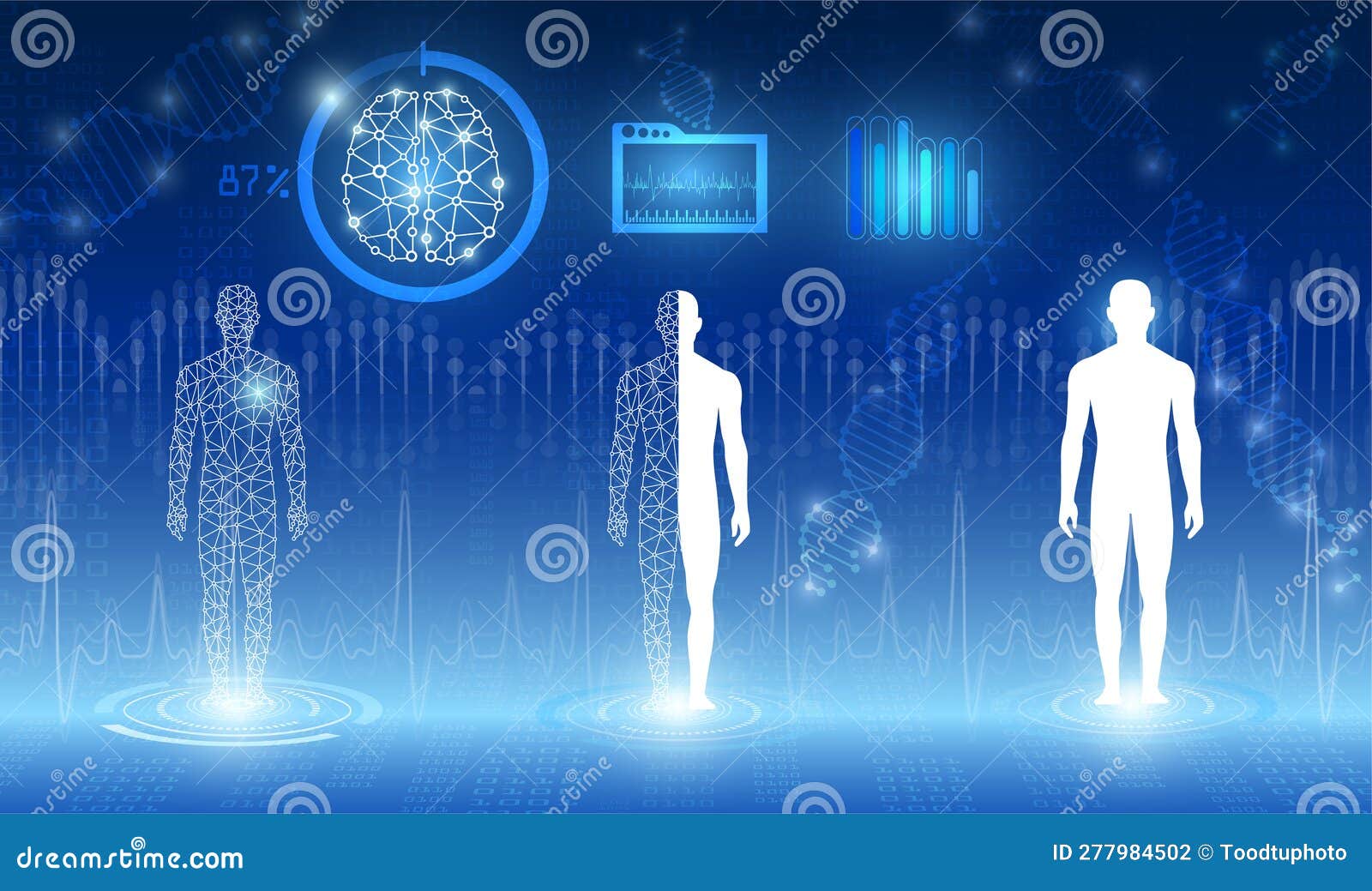 Abstract Background Technology Concept in Blue Light,human Body Heal ...