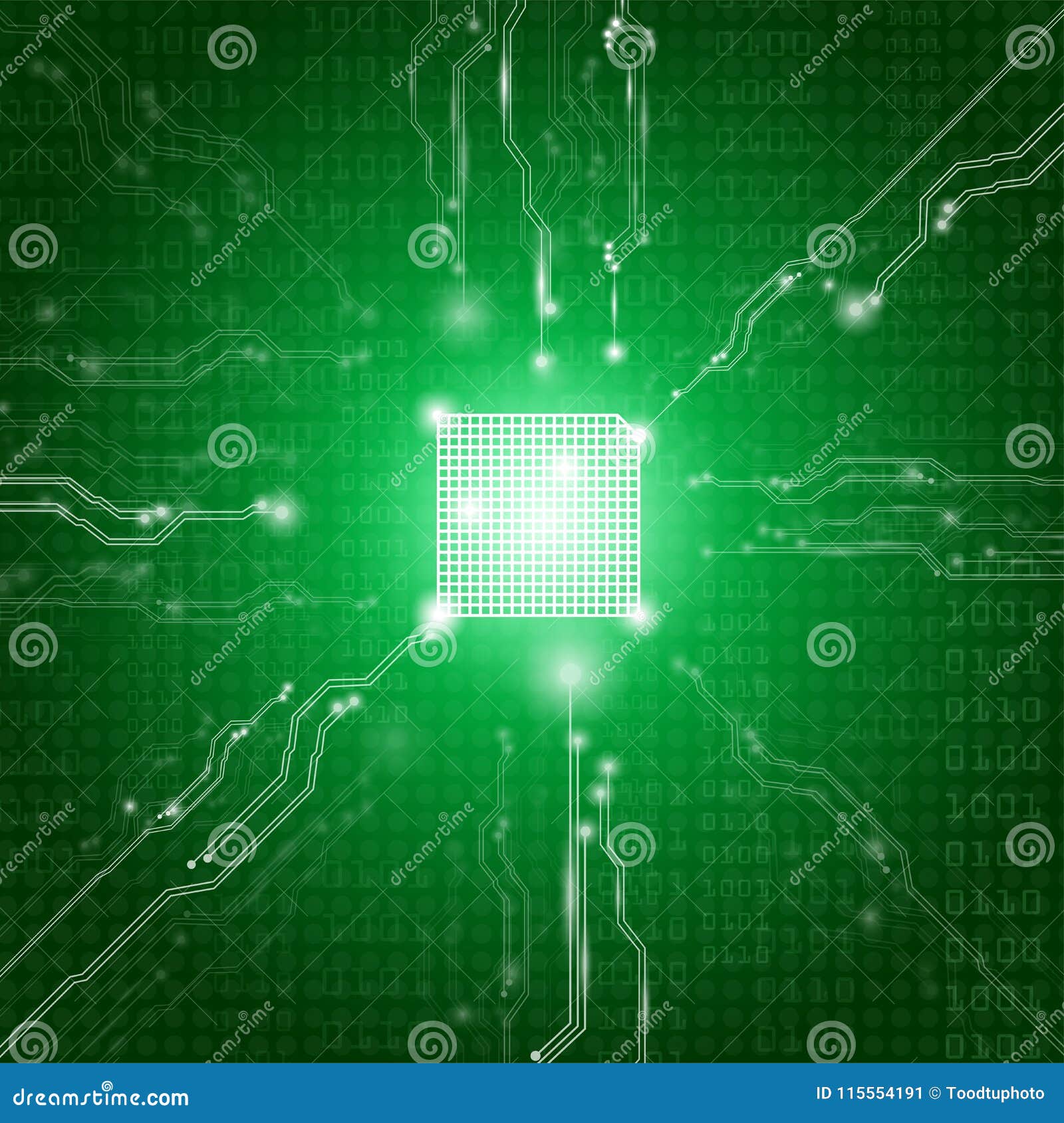 Abstract Background Technology Concept in Green Light Stock Vector ...