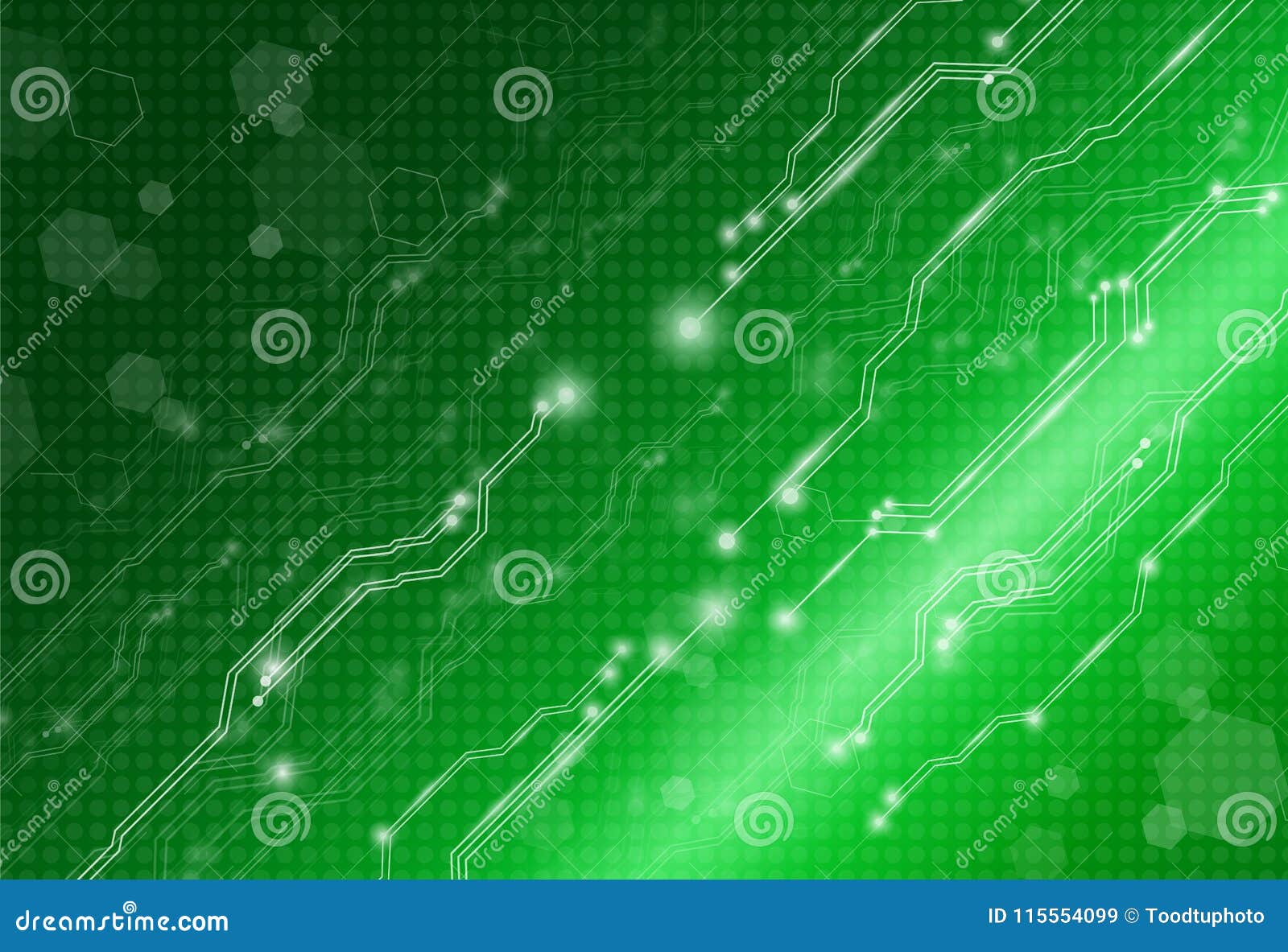 Abstract Background Technology Concept in Green Light Stock Vector ...