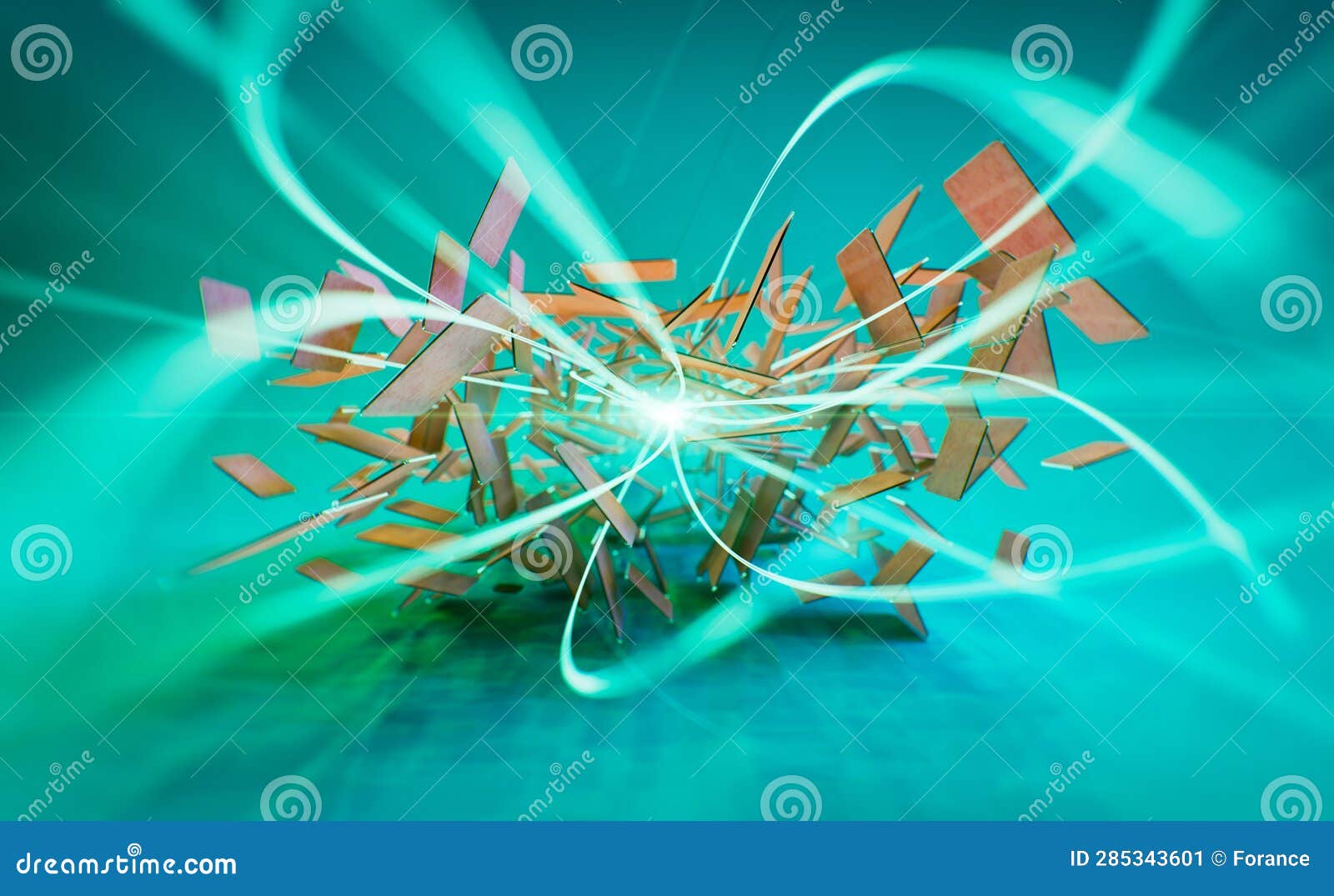 Abstract Background, Technology Concept, Orange Rotating Squares, Blue ...