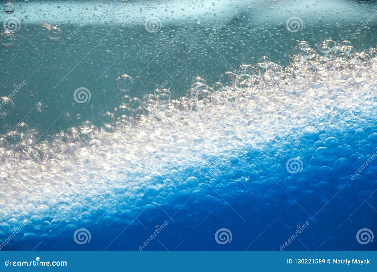 Abstract Background and Texture of Blue Bubbles with Backlight Stock ...