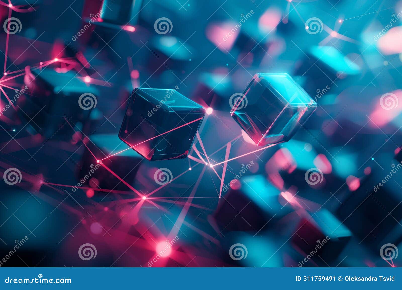 Abstract Background Texture Cubes in 3d Space, Simple Graphs, Deep Glow ...