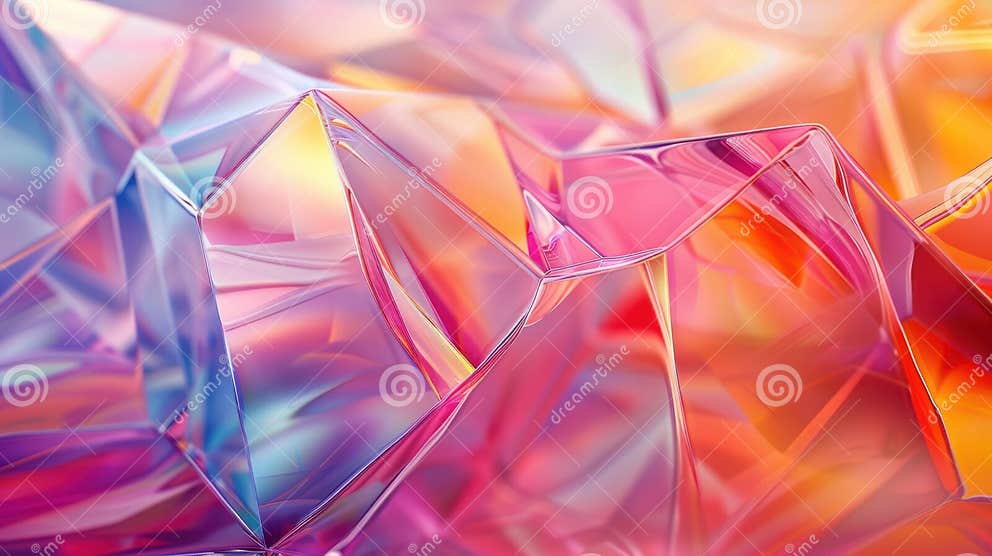 Abstract Background, Translucent Iridescent Geometric Shapes Create a ...