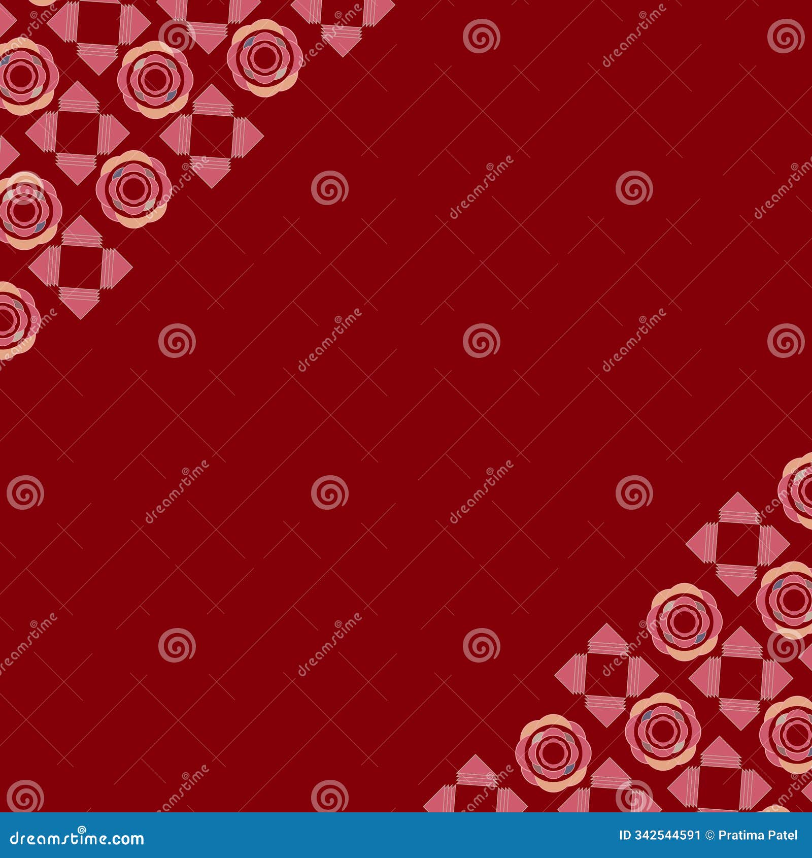 Abstract Background with Triangles, Geometric Floral Border Pattern ...