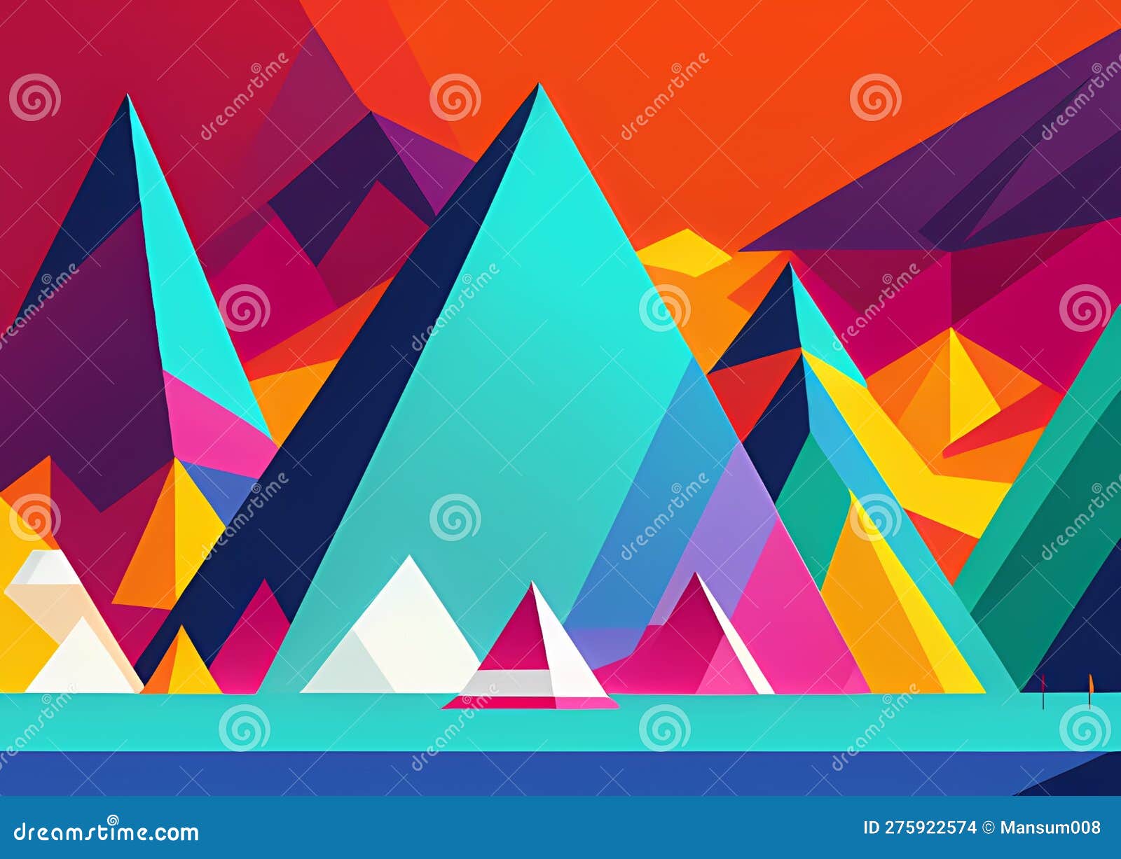 Abstract Background with Triangles. Mountain View , Illustration, Ai ...