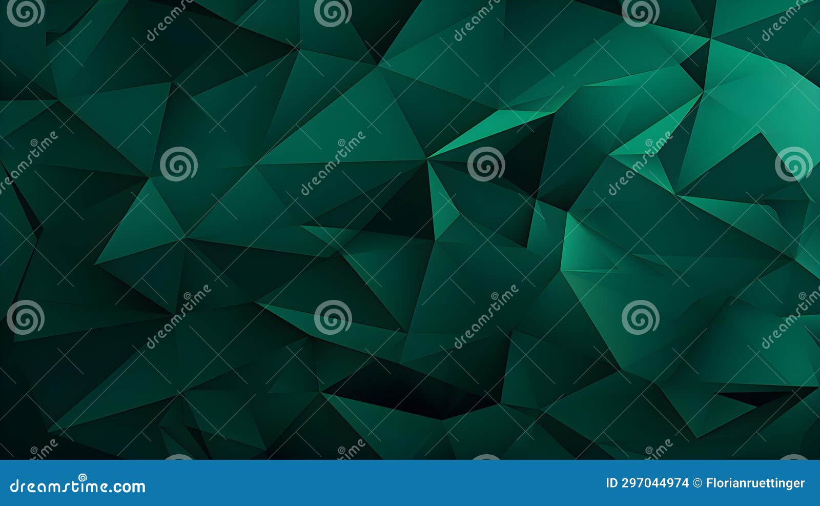Abstract Background of Triangular Patterns in Dark Green Colors. Low ...