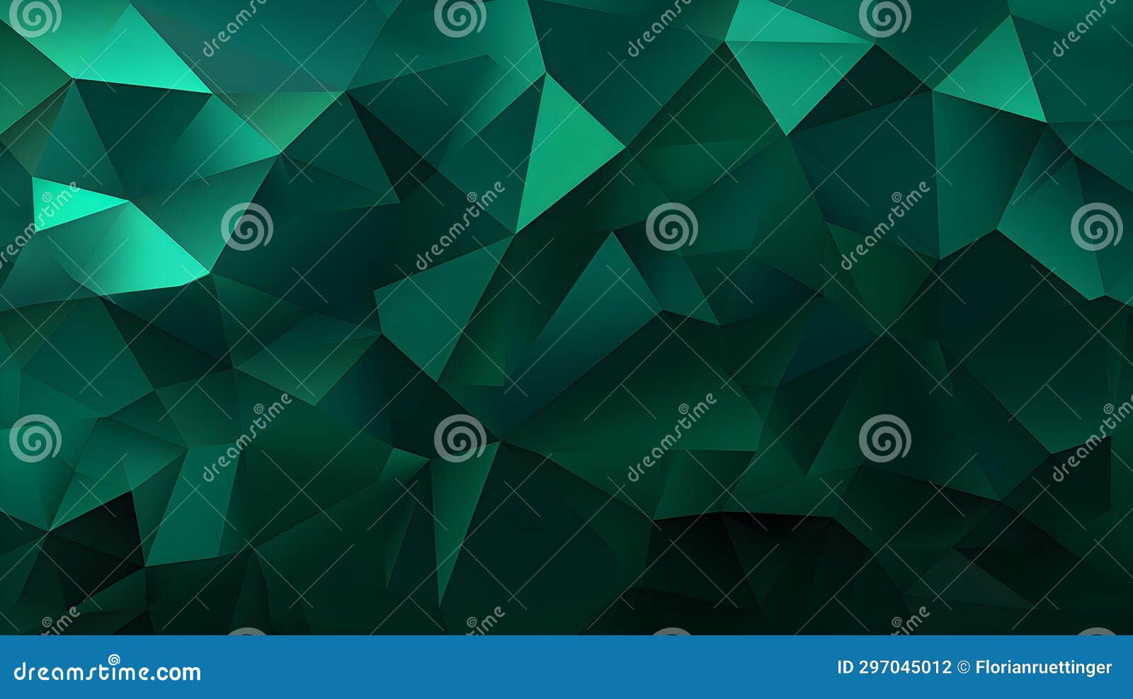 Abstract Background of Triangular Patterns in Emerald Colors. Low Poly ...