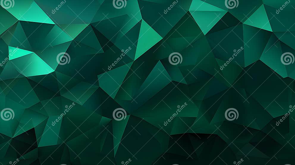 Abstract Background of Triangular Patterns in Emerald Colors. Low Poly ...
