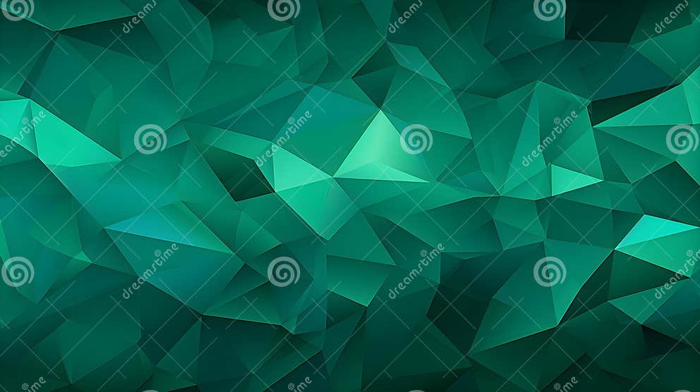 Abstract Background of Triangular Patterns in Emerald Colors. Low Poly ...