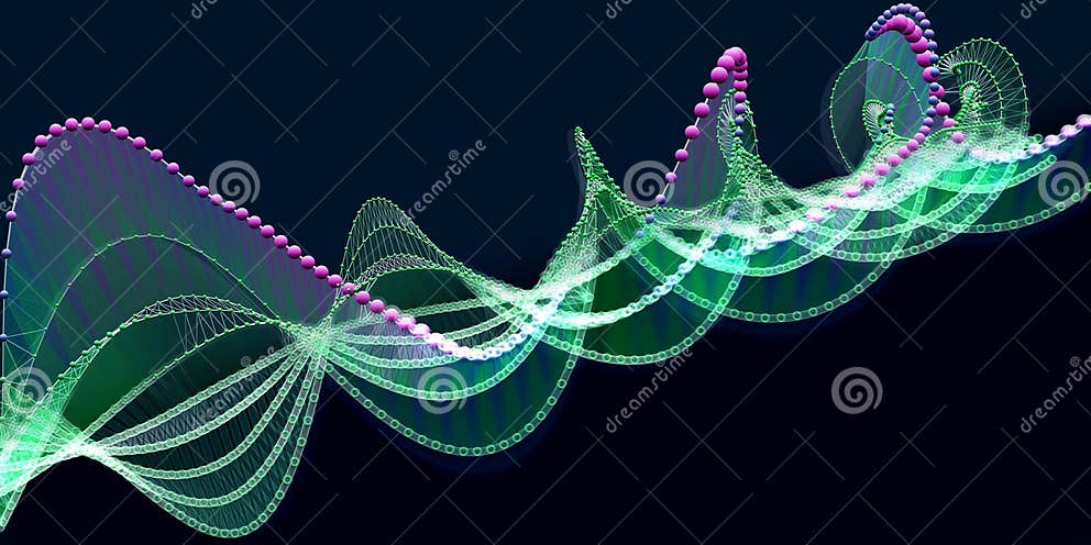 Abstract Background Twisting Wireframe Grid with Color Spheres and ...