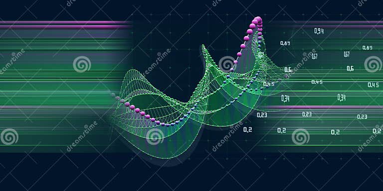 Abstract Background Twisting Wireframe Grid with Data Blurred Lines ...