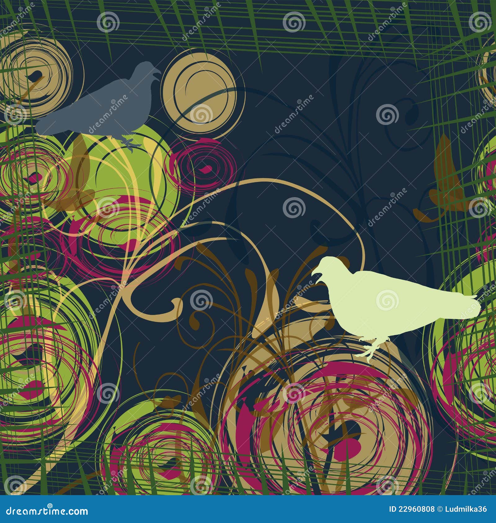 Abstract Background with Two Doves Stock Vector - Illustration of ...