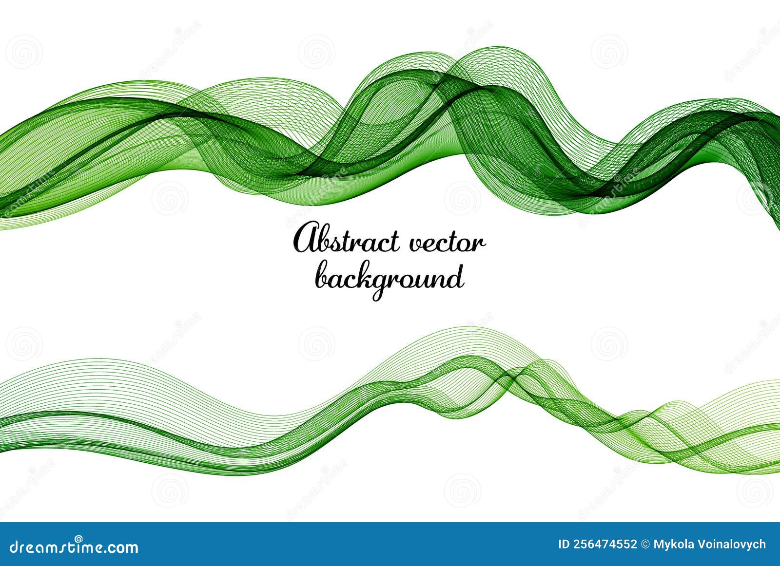 Abstract Background of Two Green Waves, Transparent Wave Horizontal ...