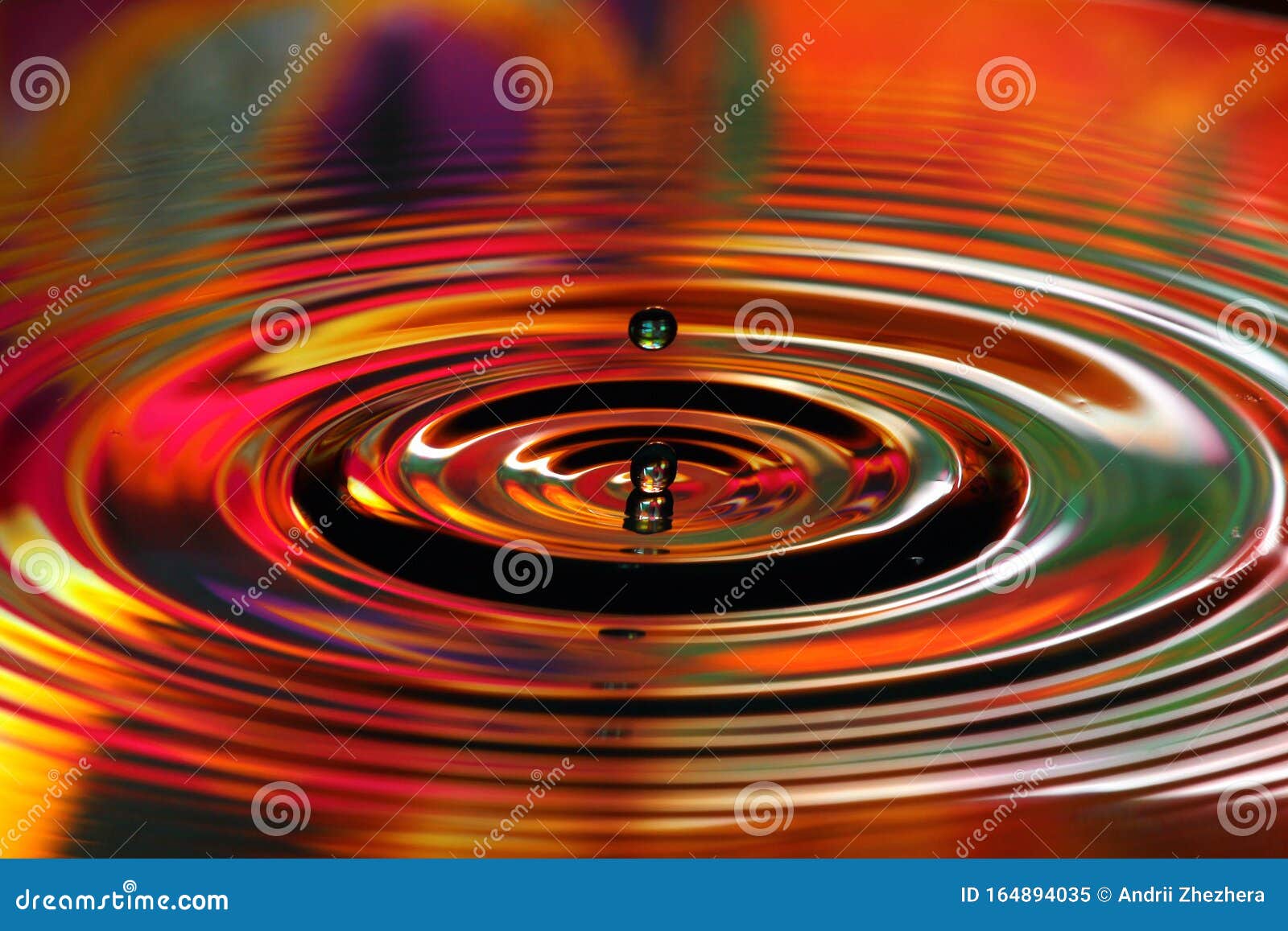 Abstract Background of Two Water Drops and Colorful Ripples on Water ...
