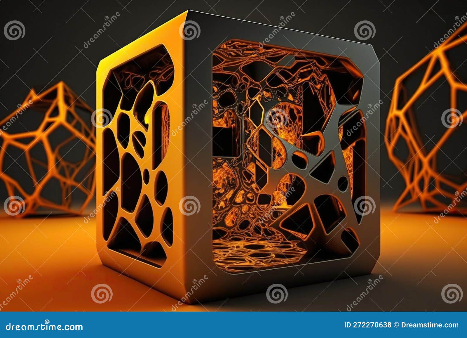 The Abstract Background Uses a Cube Pattern with a Metallic. Generative ...