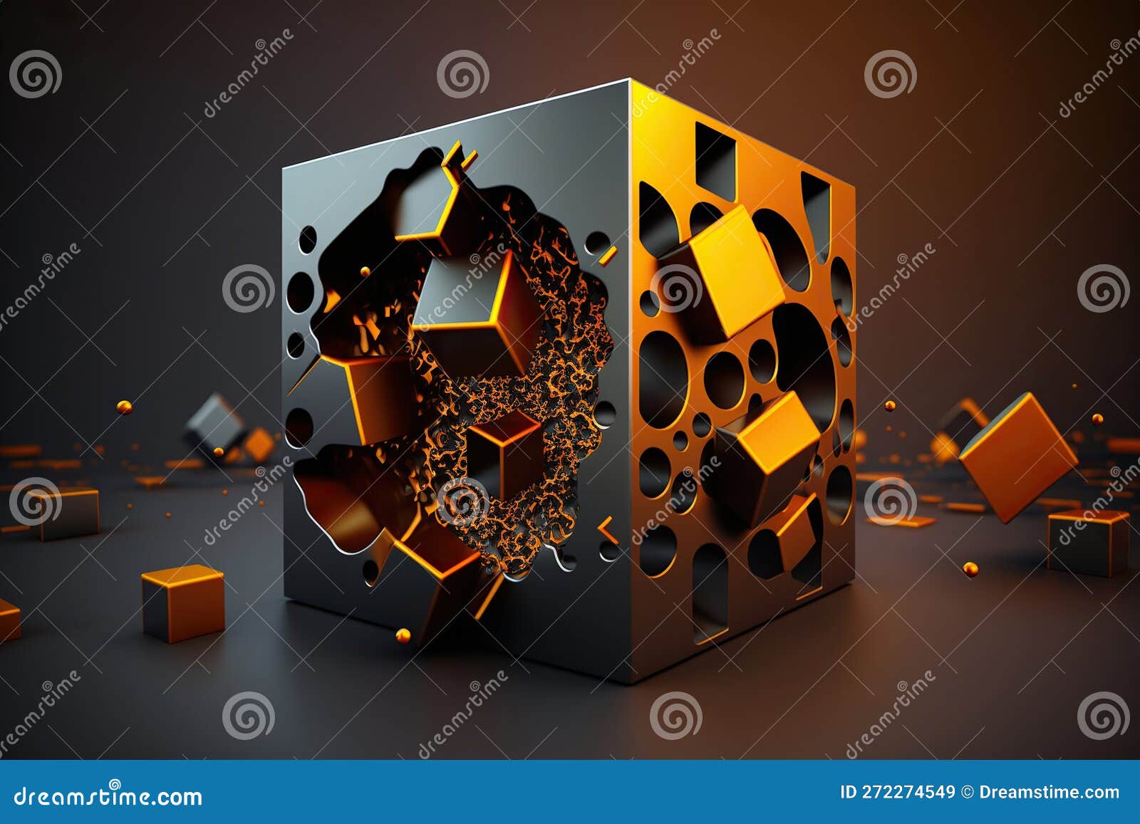 The Abstract Background Uses a Cube Pattern with a Metallic. Generative ...
