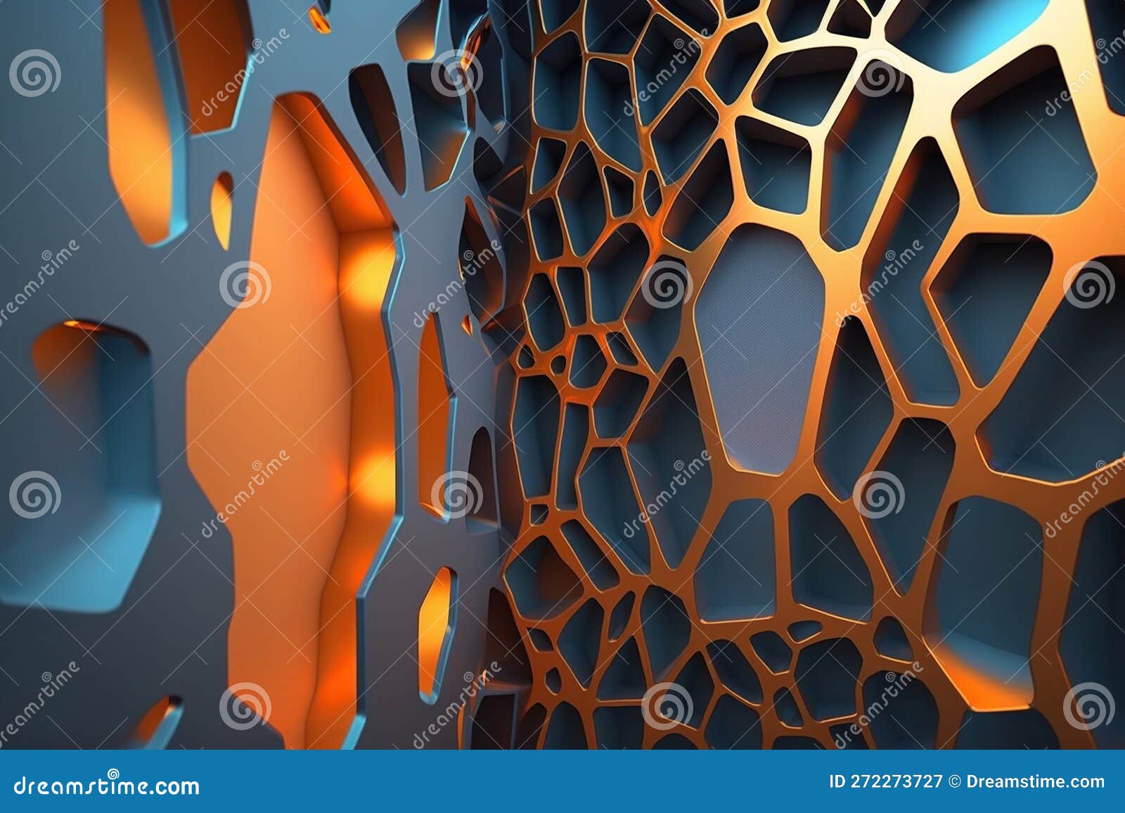 Abstract Background Using Building Pattern with Metallic Texture and Voronoi, Orange Laser Light ...