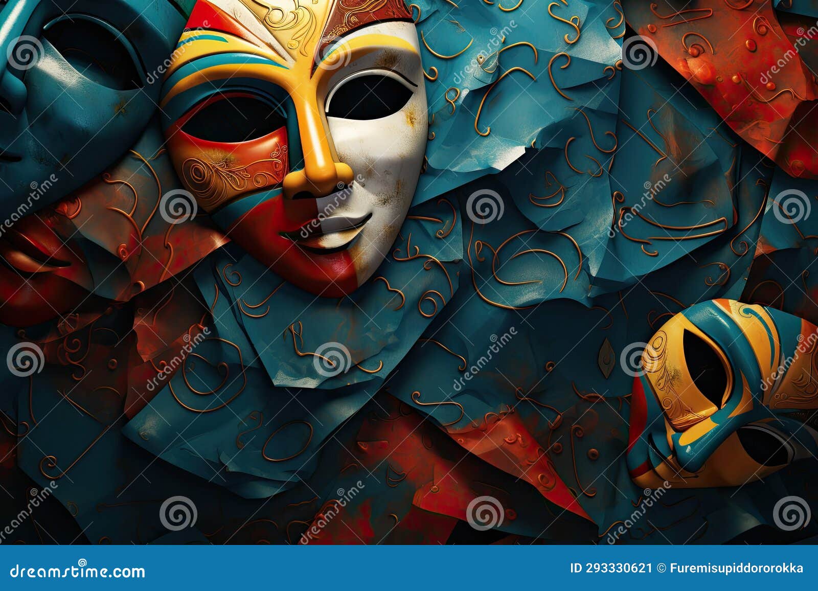 Abstract Background Using Mysterious Masks Stock Illustration ...