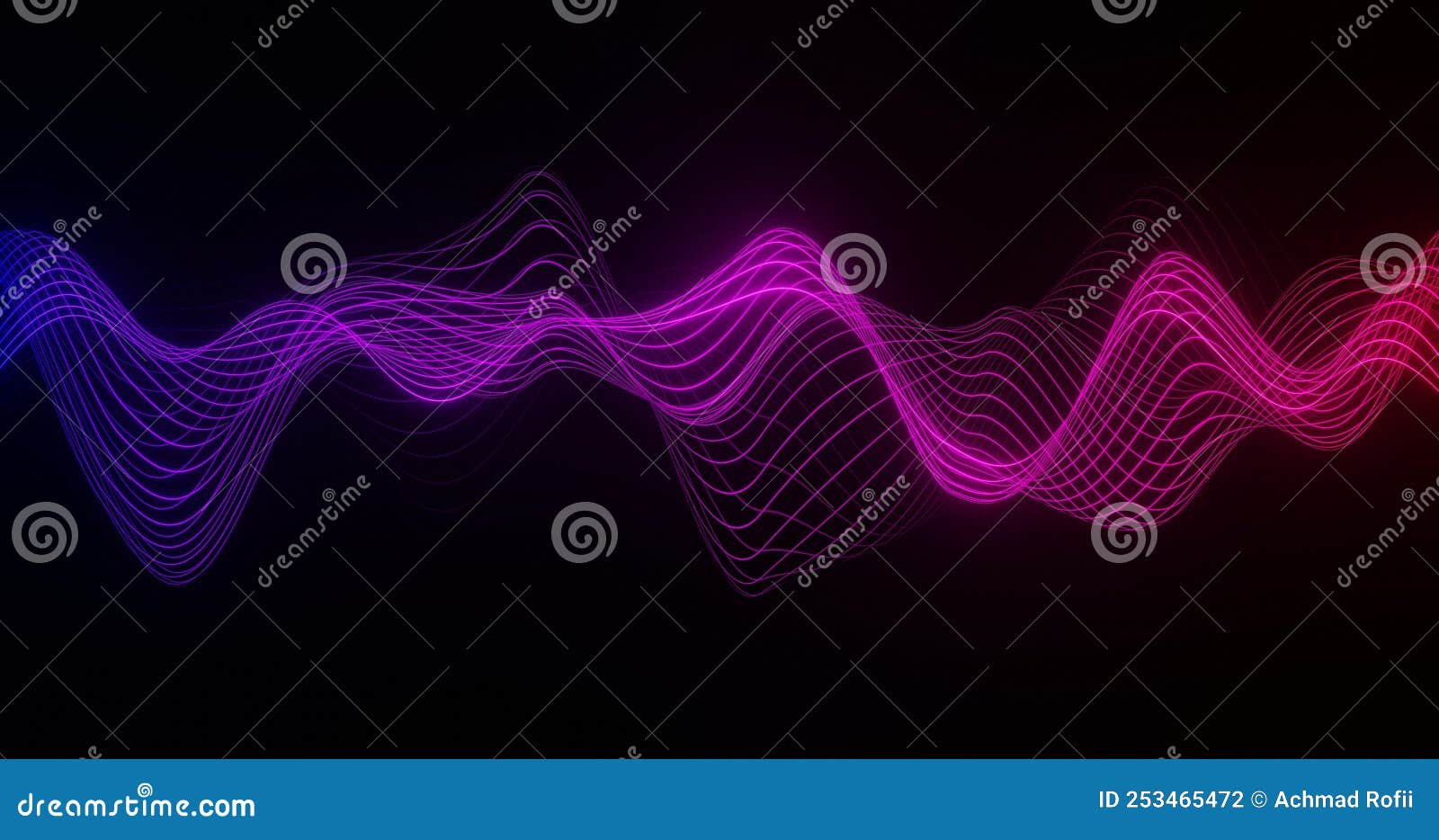 Abstract Background Using Wave Patterns Such As Neon Fibers with Blue ...