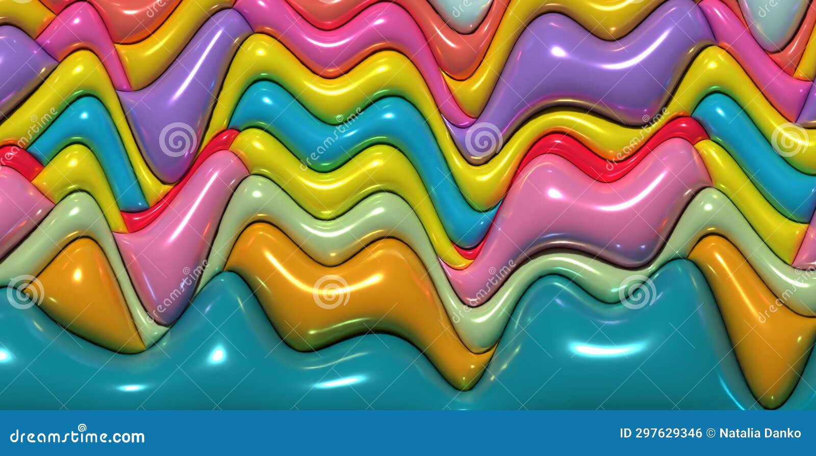 Abstract Background with Various Inflated Figures, 3D Rendering ...