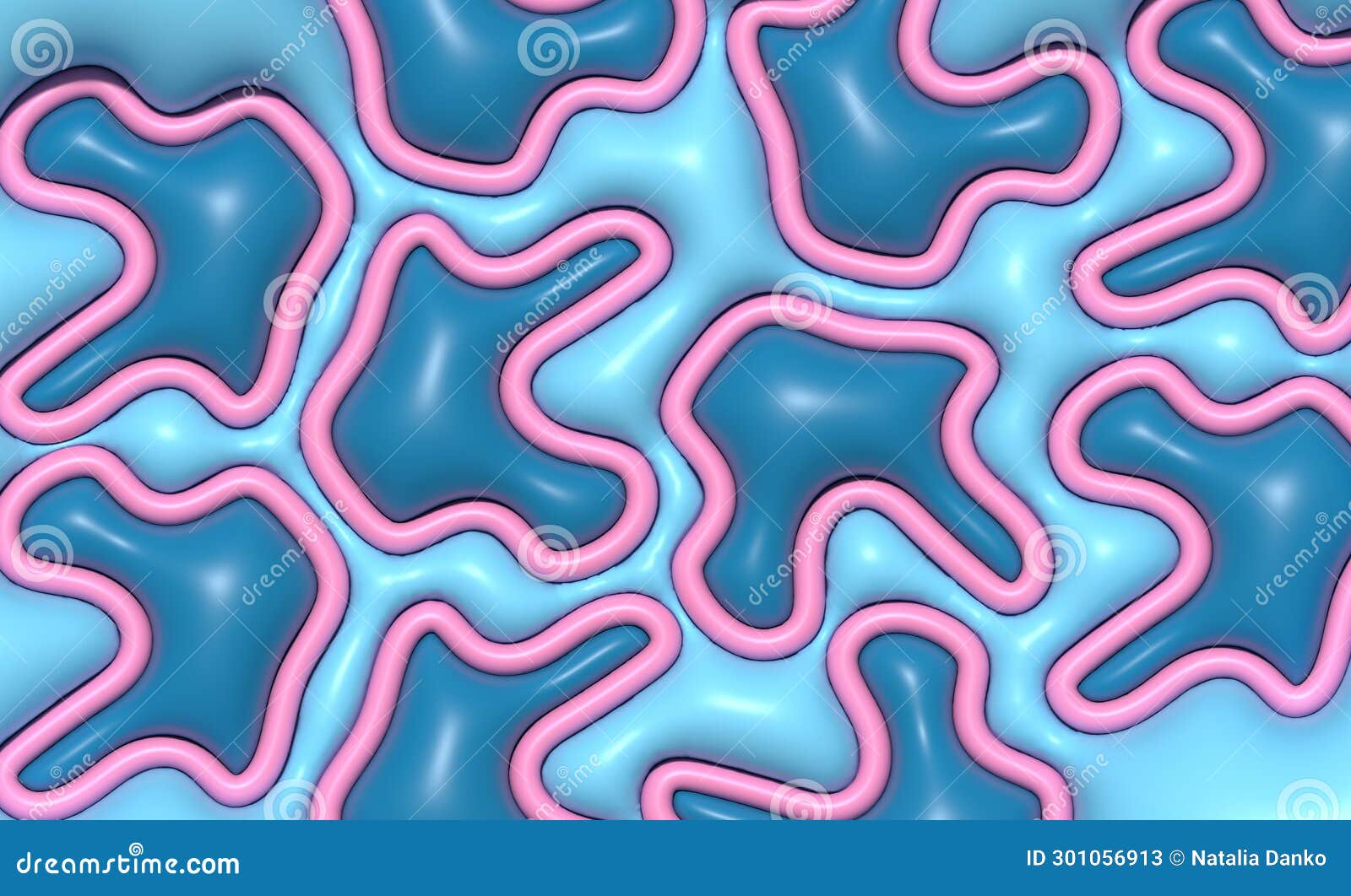 Abstract Background with Various Inflated Figures, 3D Rendering ...