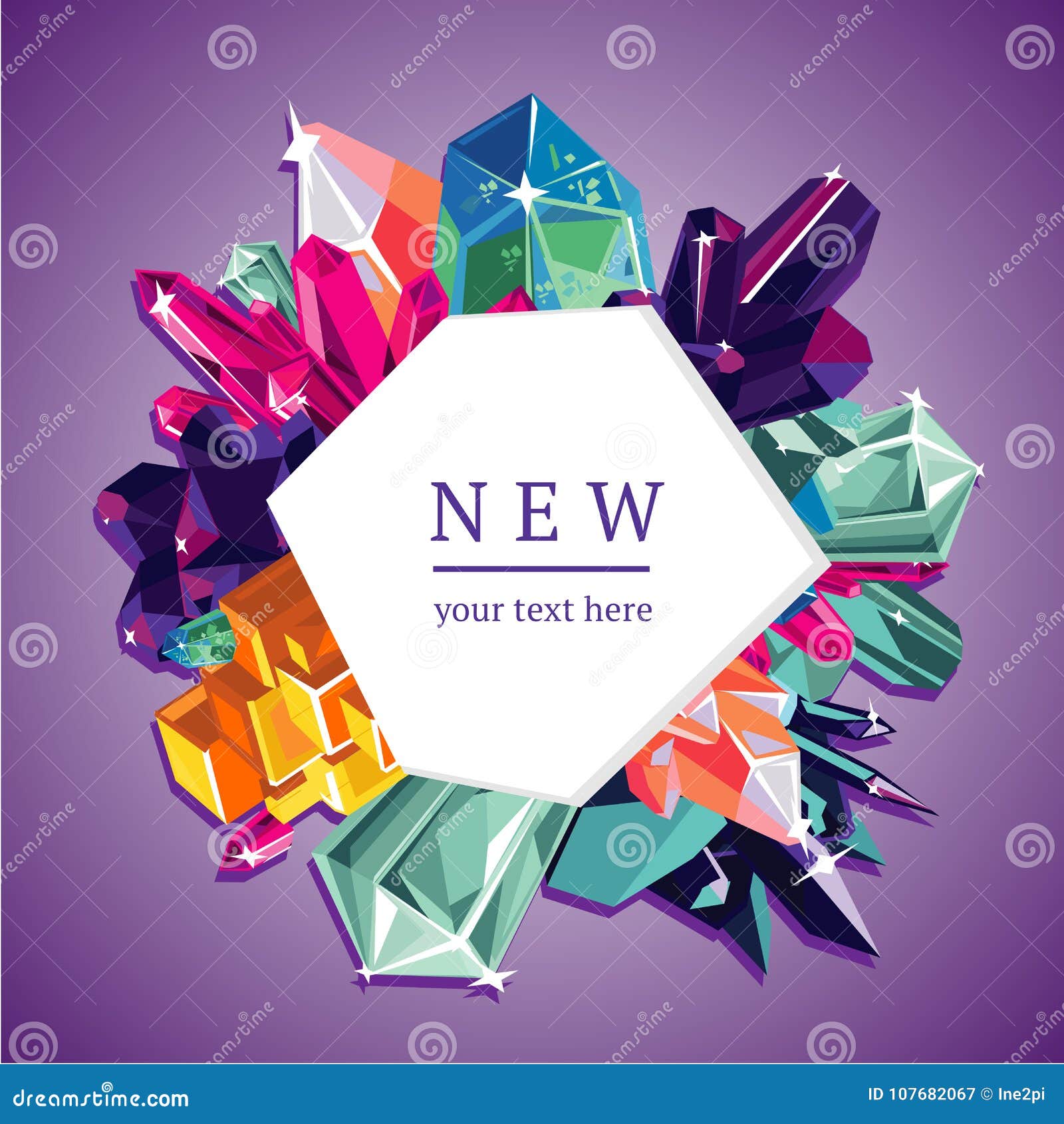Trendy Vector Banner Template. Frame is Decorated with Colored Crystals ...