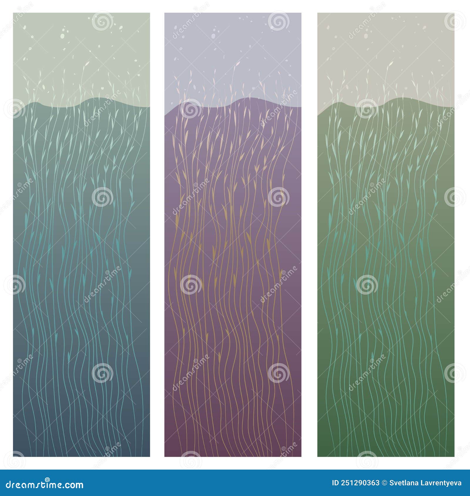 Abstract Background with Vector Drawing of Thin Stems with Leaves ...