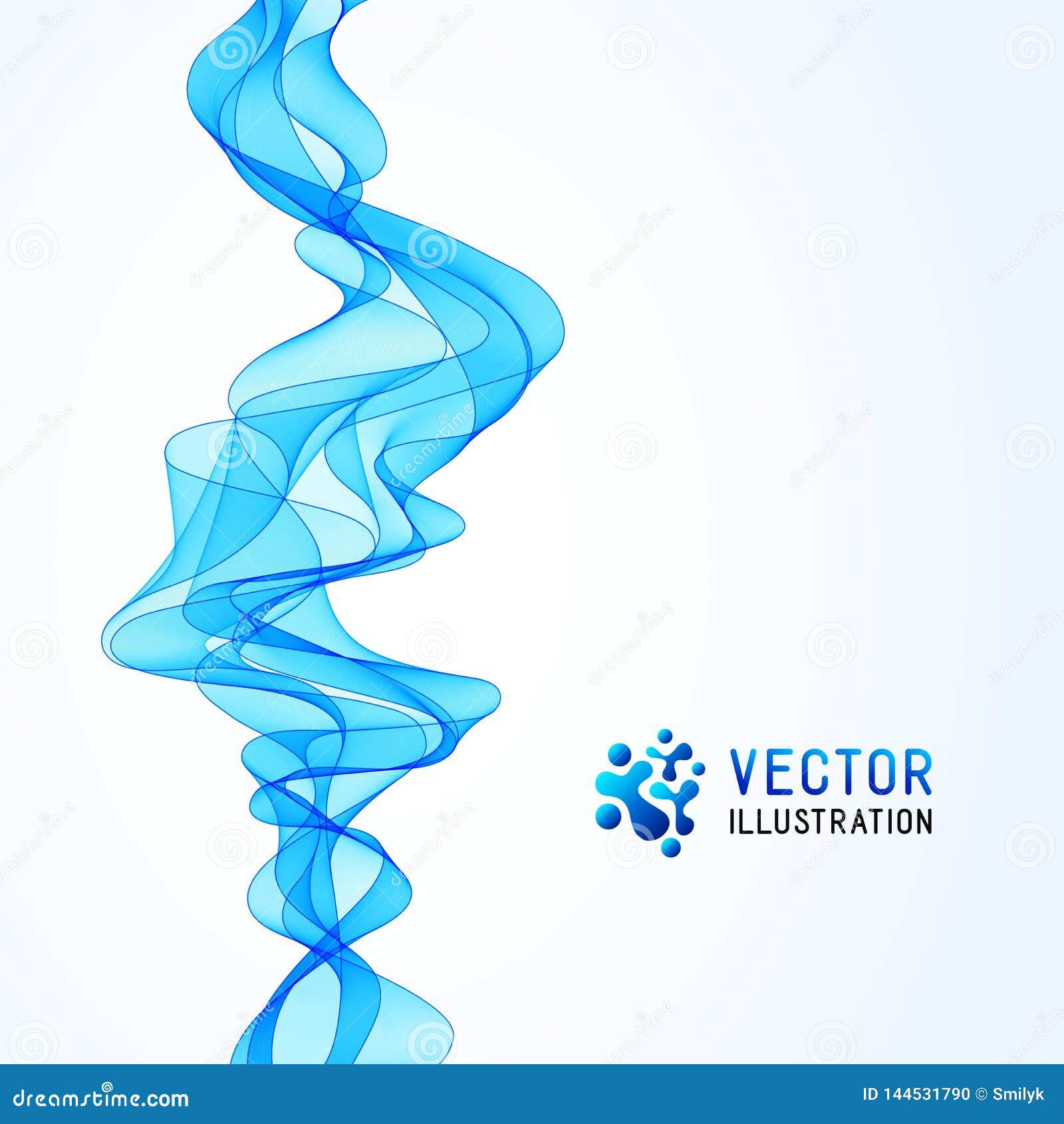 Abstract Background with Vertical Blue Wave Line on White Backdrop ...