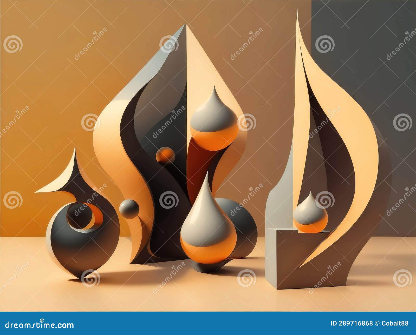 Abstract Background Vintage 3D Art Concepts, Simple Shapes and Forms ...
