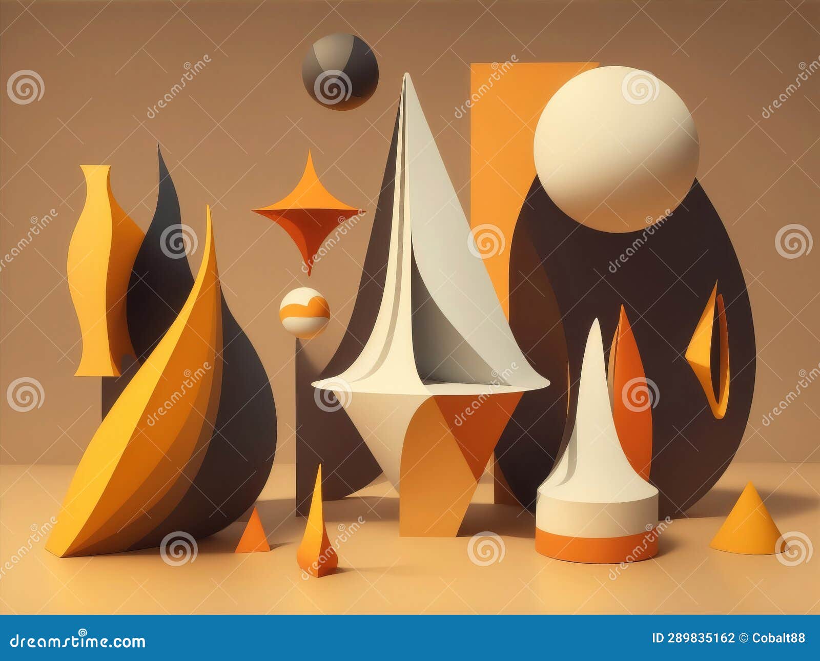 Abstract Background Vintage 3D Art Concepts, Simple Shapes and Forms ...