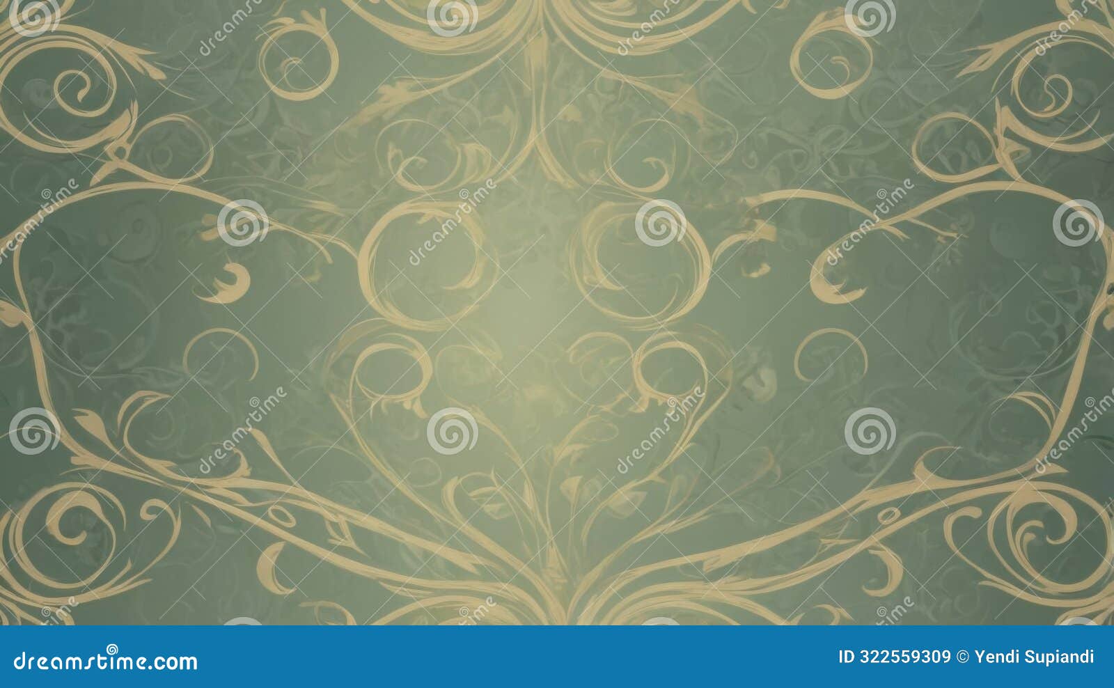 Abstract Scrollwork Seamless Pattern, Vector Background. Green Plants ...