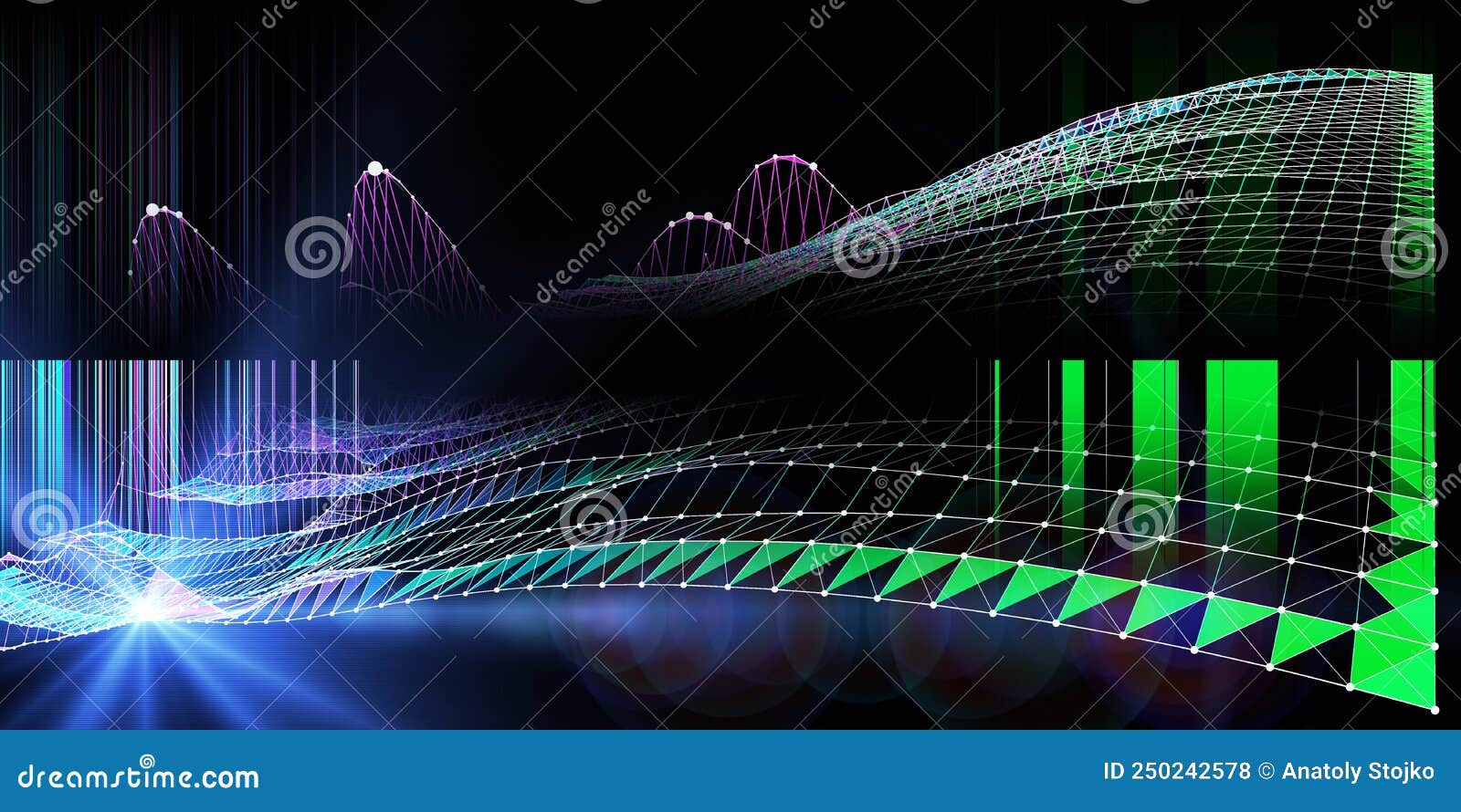 Abstract Background with Virtual Color Graph and Blurred Lines. Visual ...