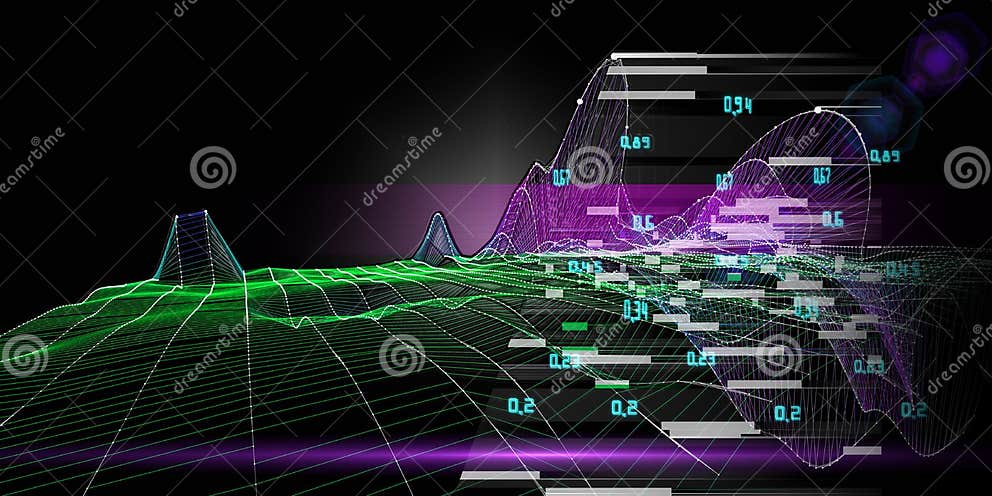 Abstract Background Virtual Graph Grid with Blurred Lines and Dots. Presentation Concept of ...